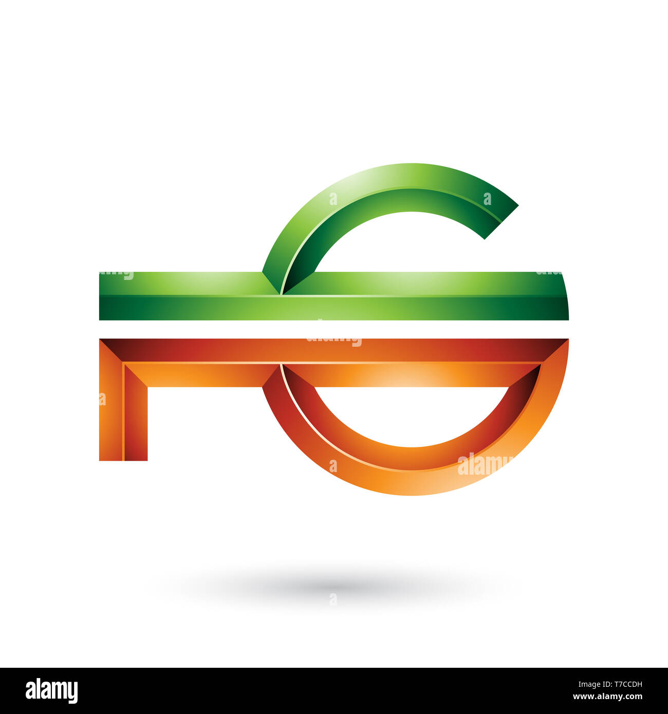 Vector Illustration of Orange and Green Abstract Key-like Symbol ...