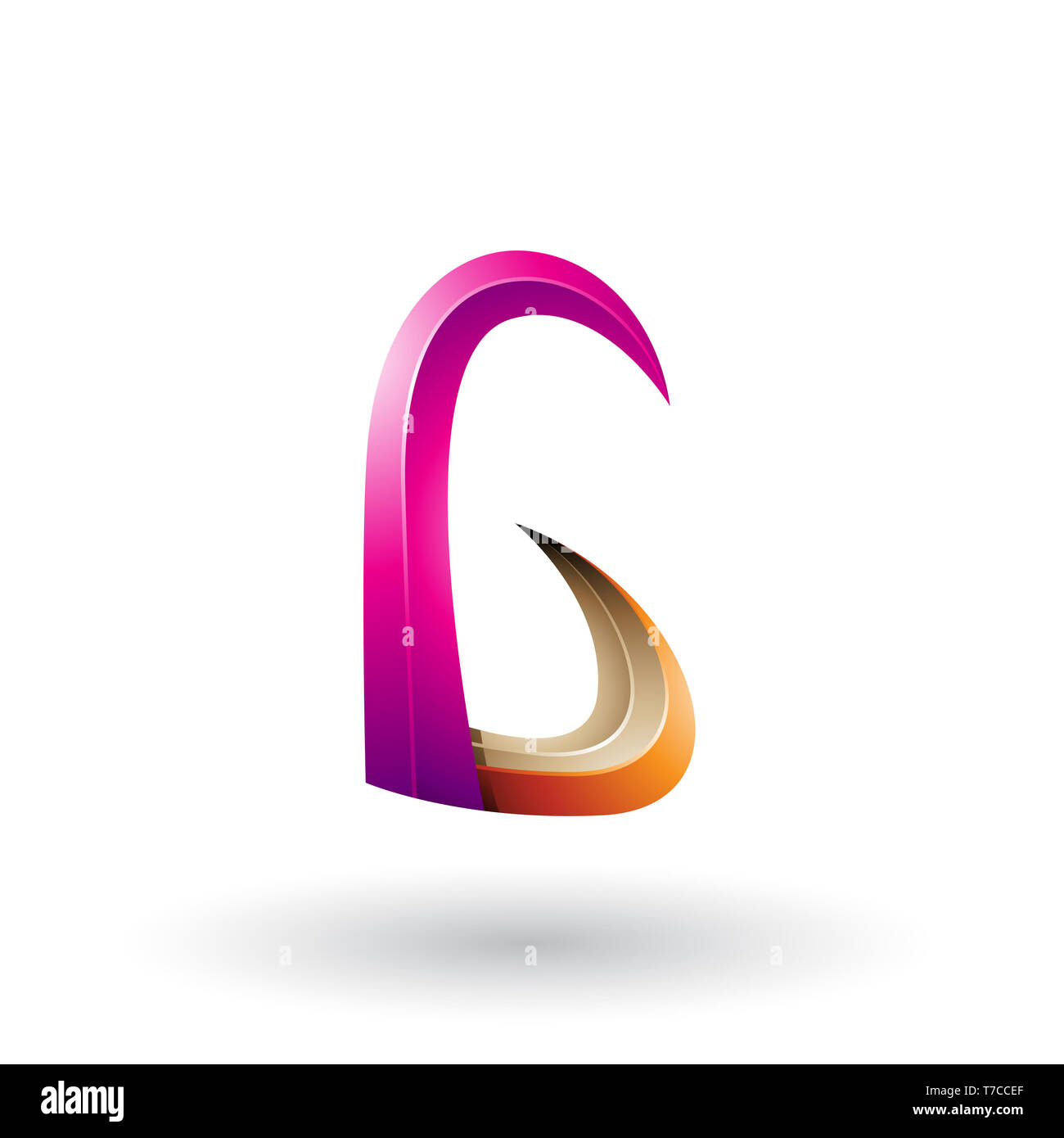 Vector Illustration of Orange and Magenta 3d Horn Like Letter G ...