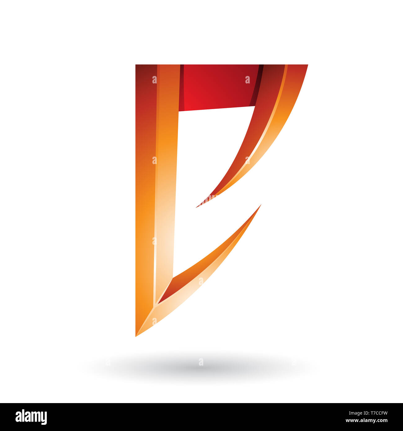 Vector Illustration of Orange and Red Arrow Shaped Letter E isolated on ...