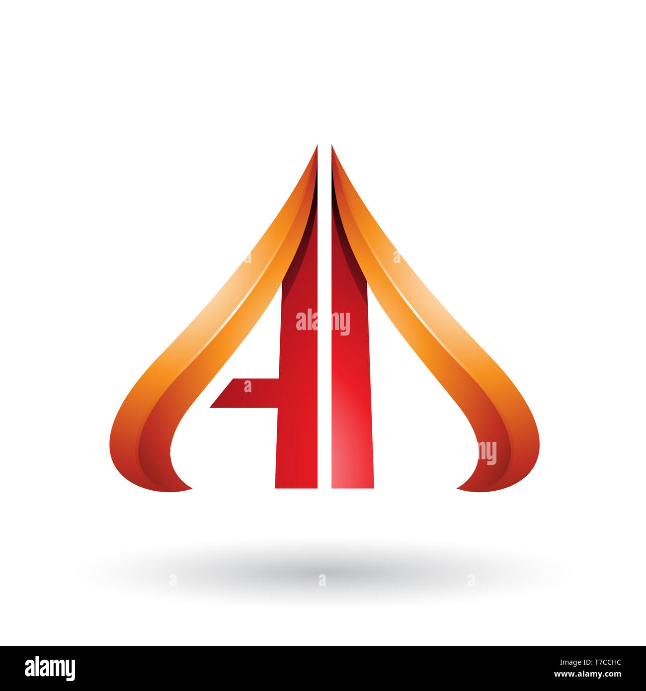 Vector Illustration of Orange and Red Embossed Arrow-like Letters A and ...