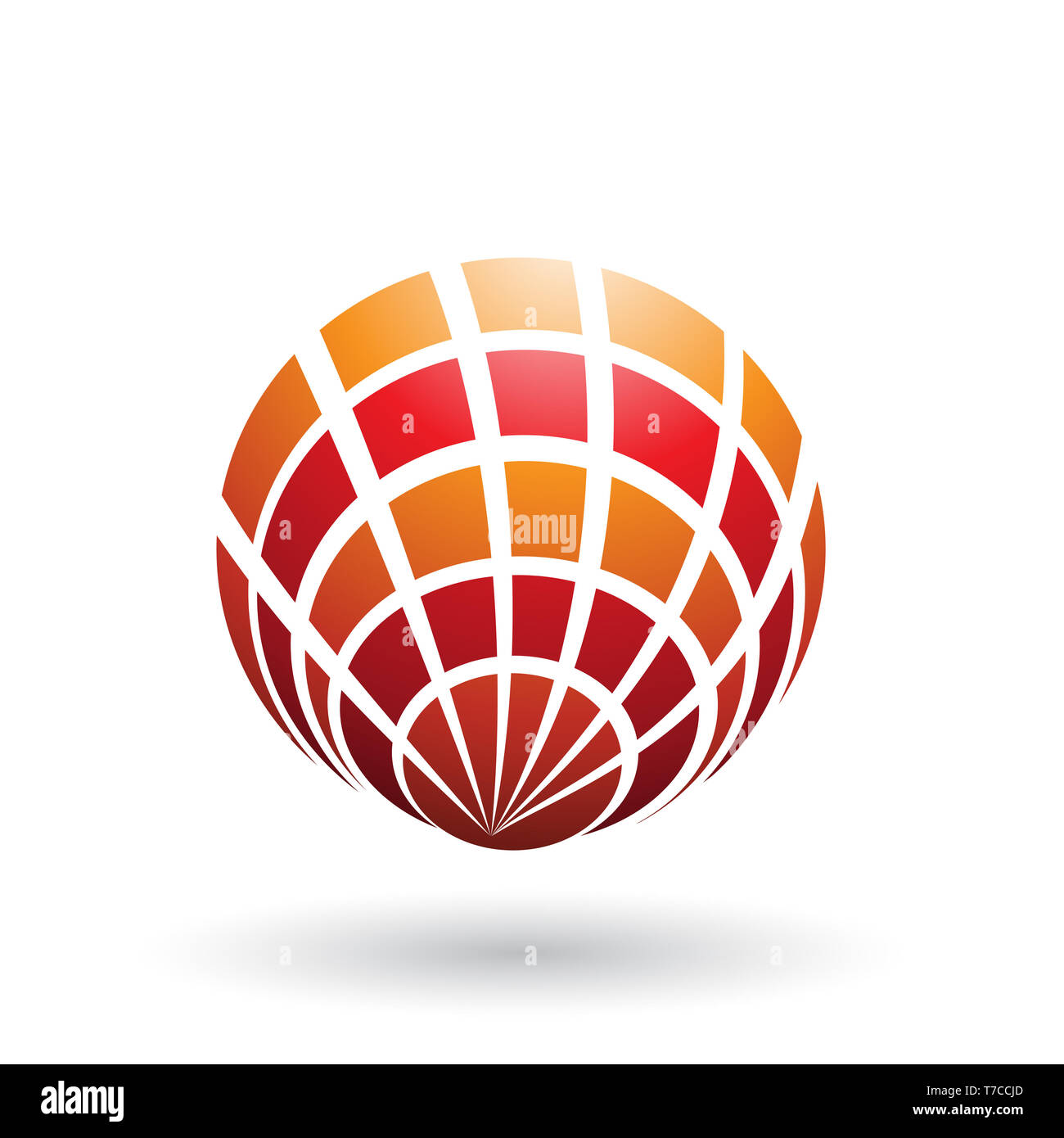 Vector Illustration of Orange and Red Shell Like Round Icon isolated on ...