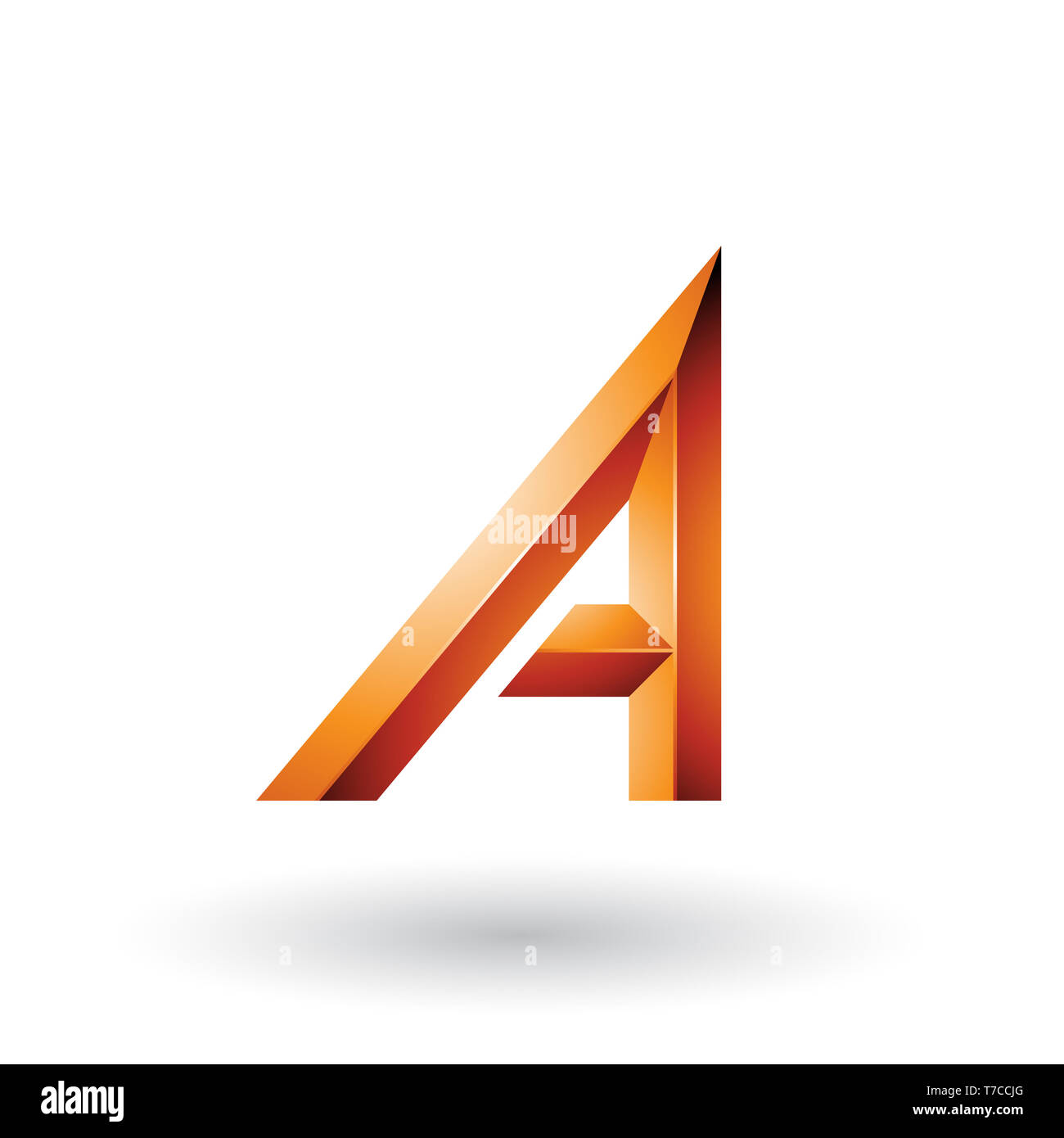 Vector Illustration of Orange Bold and Curvy Geometrical Letter A ...