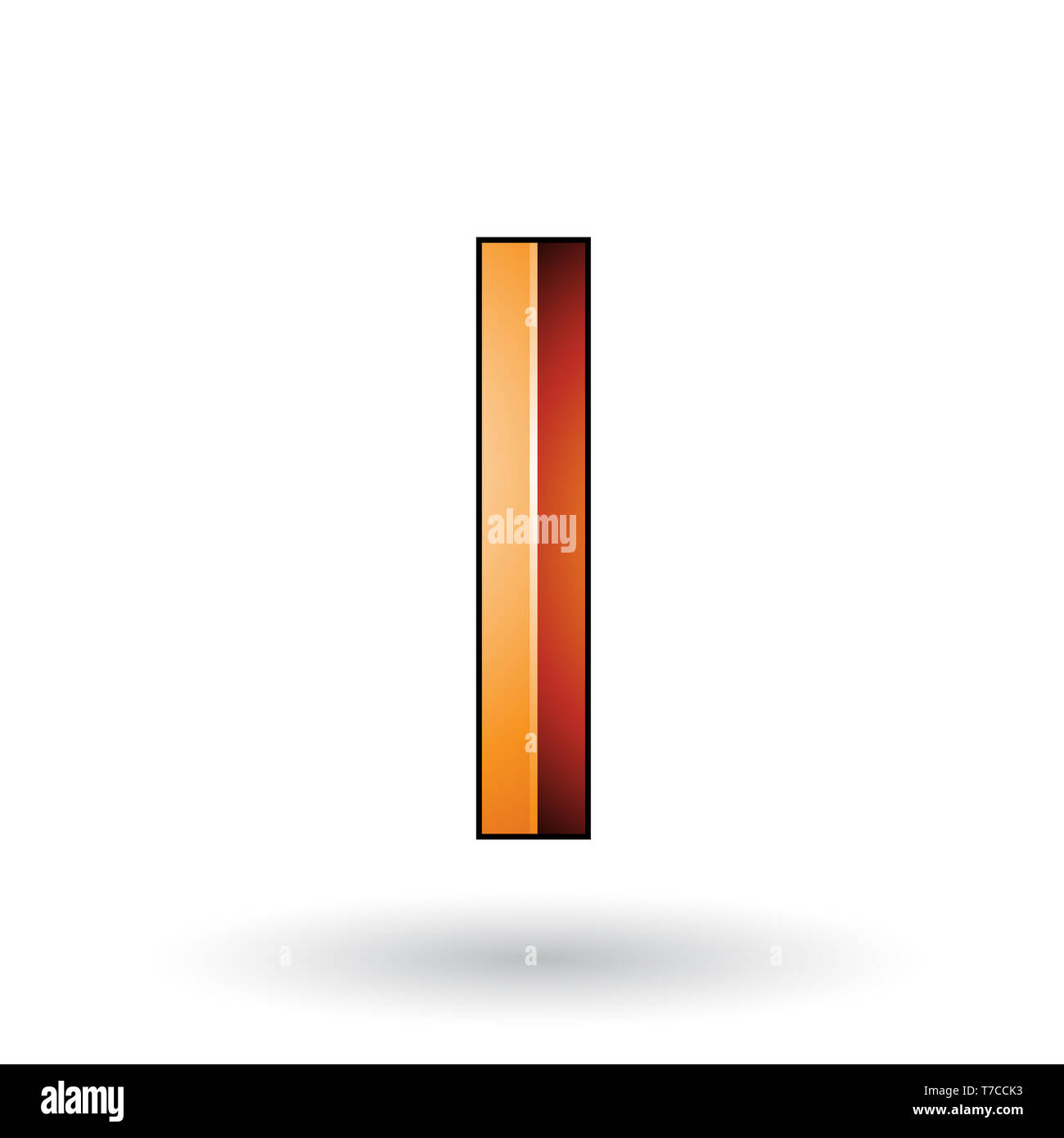 Vector Illustration of Orange Glossy Embossed Letter I with a Dark ...