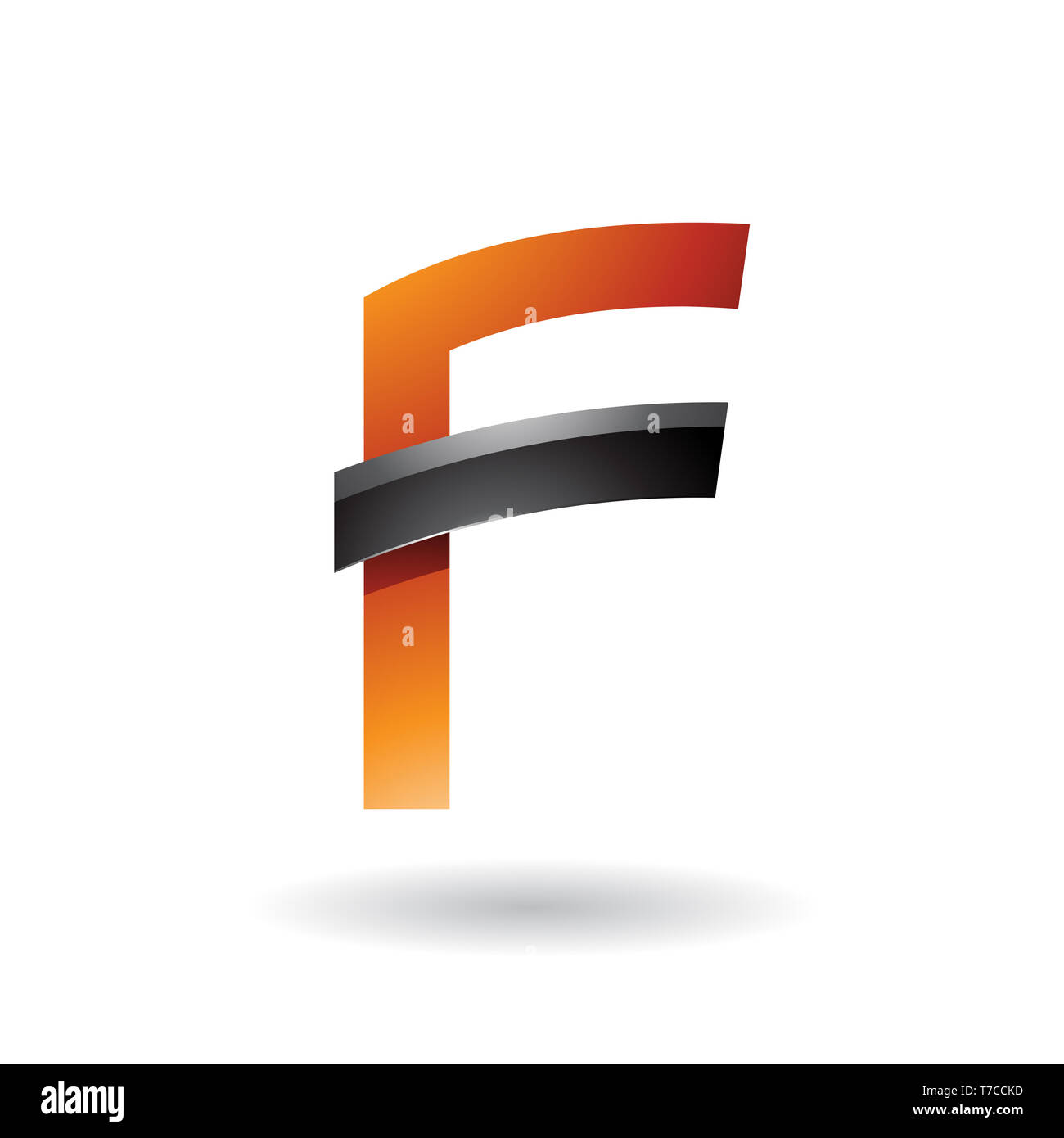 Vector Illustration of Orange Letter F with Black Glossy Stick isolated ...