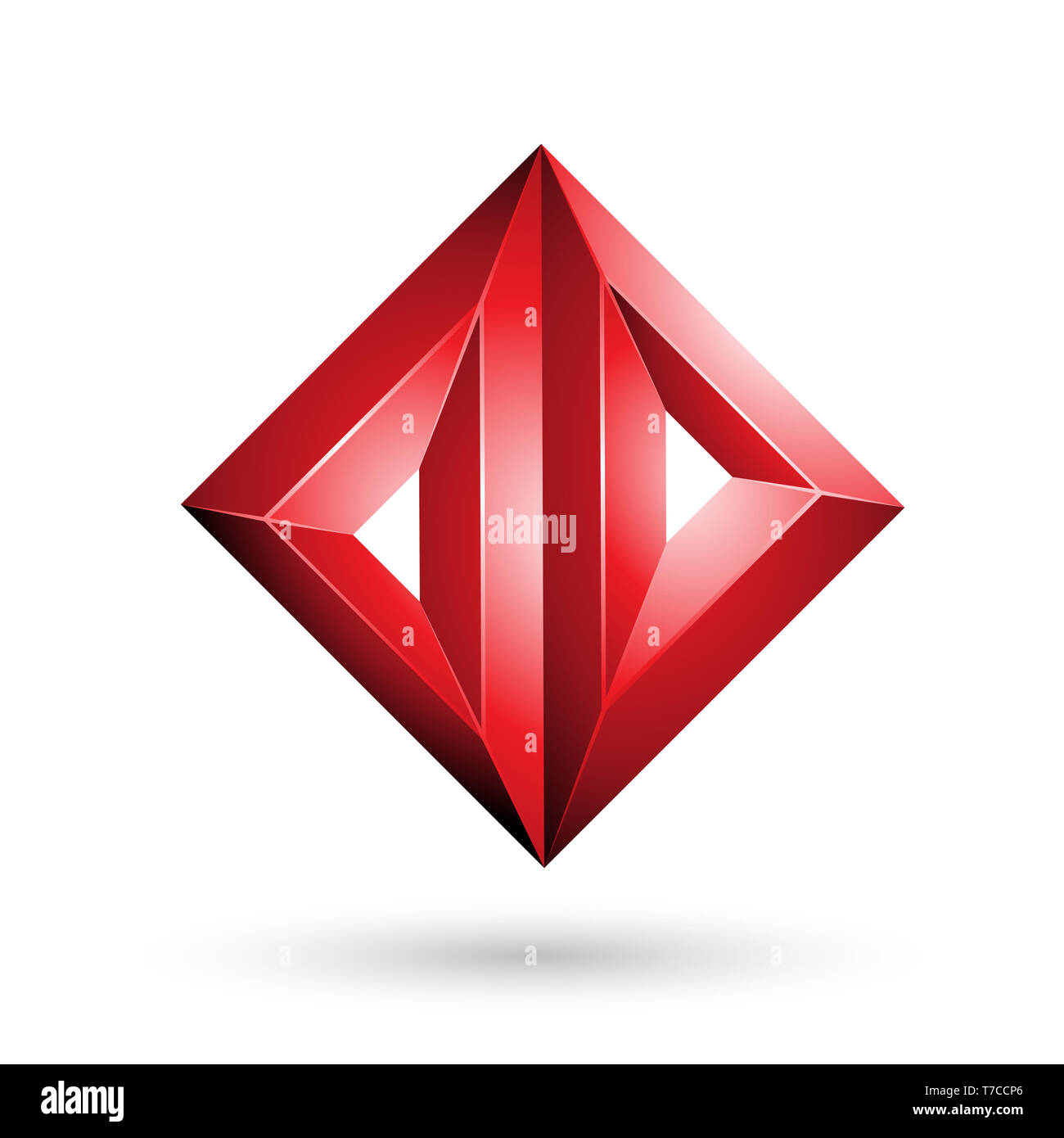 Vector Illustration of Red 3d Geometrical Embossed Triangle Diamond ...