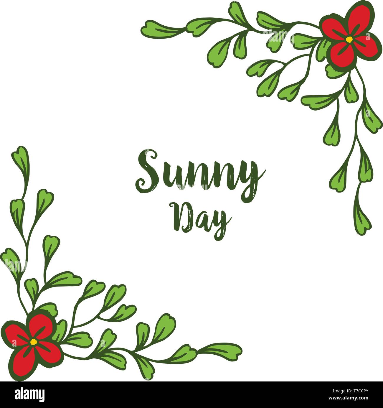 Vector illustration design flower frame for banner sunny day hand drawn ...