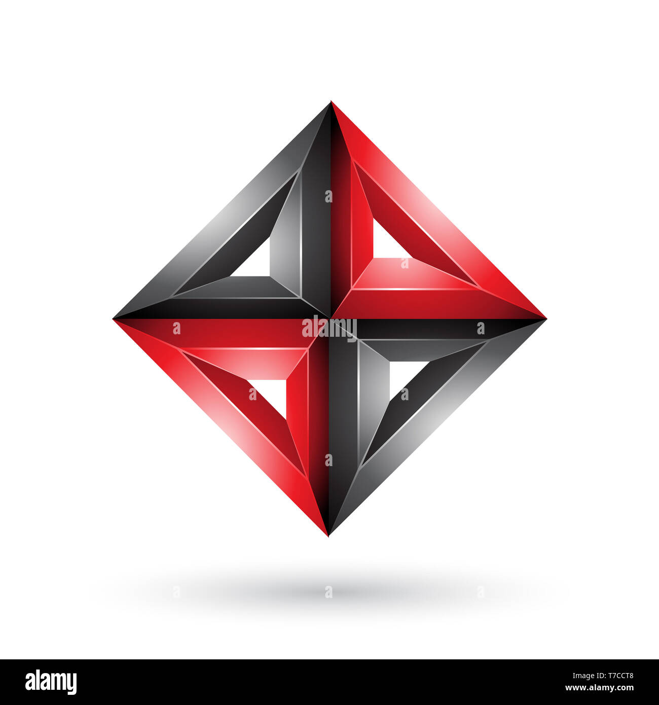 Vector Illustration of Red and Black 3d Geometrical Embossed Diamond ...