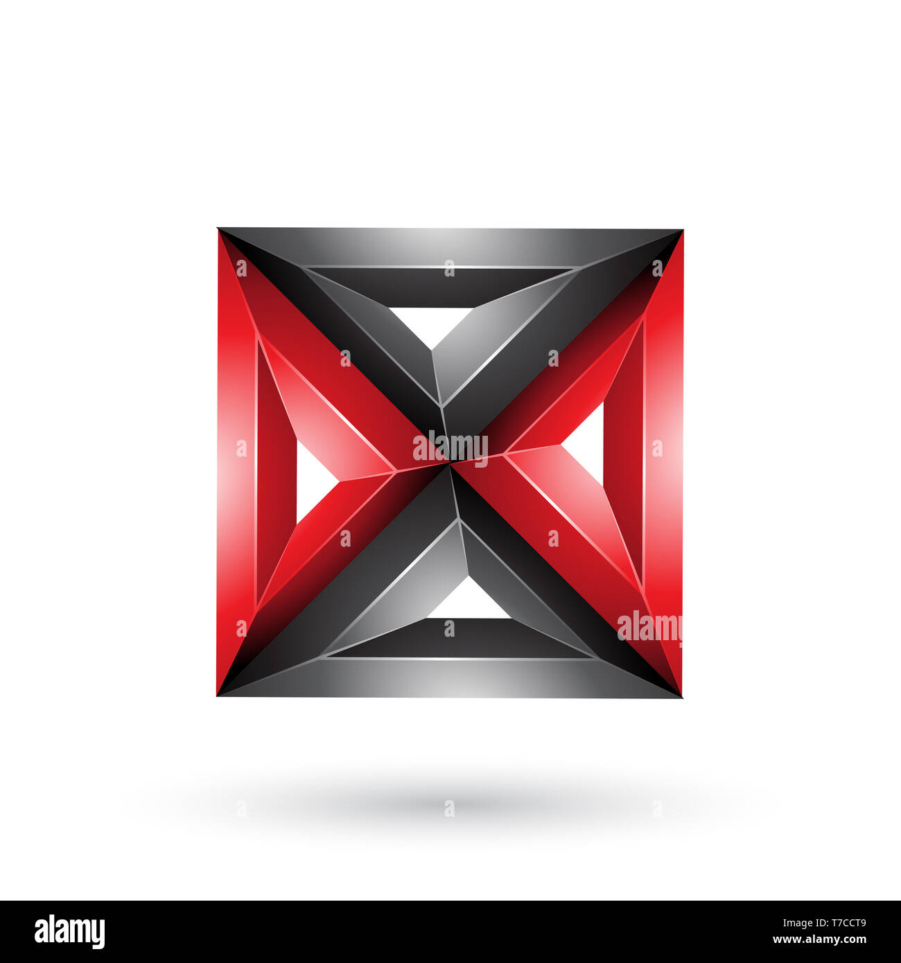 Vector Illustration of Red and Black 3d Geometrical Embossed Square and ...