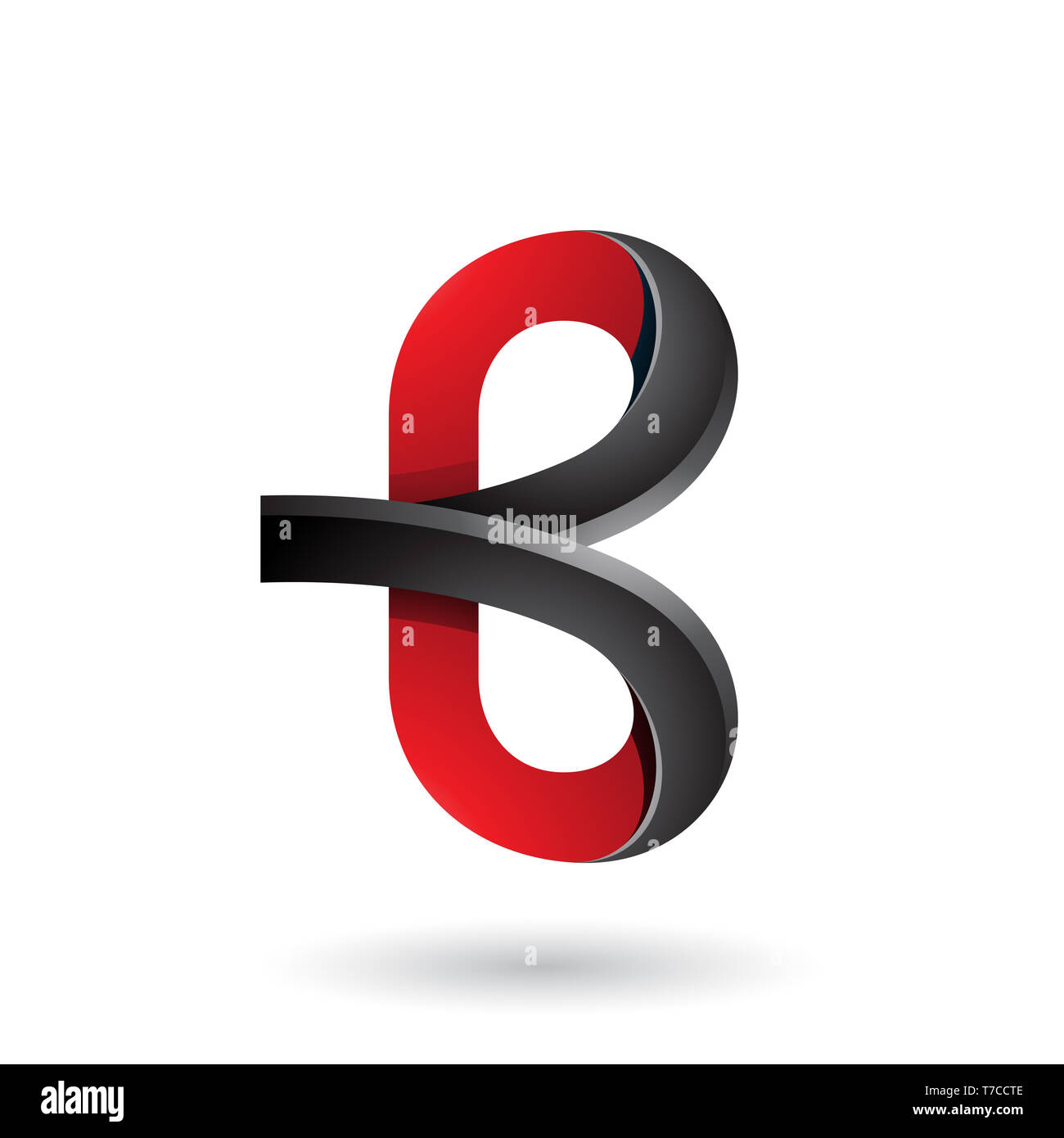 Vector Illustration of Red and Black Bold Curvy Letter B isolated on a ...