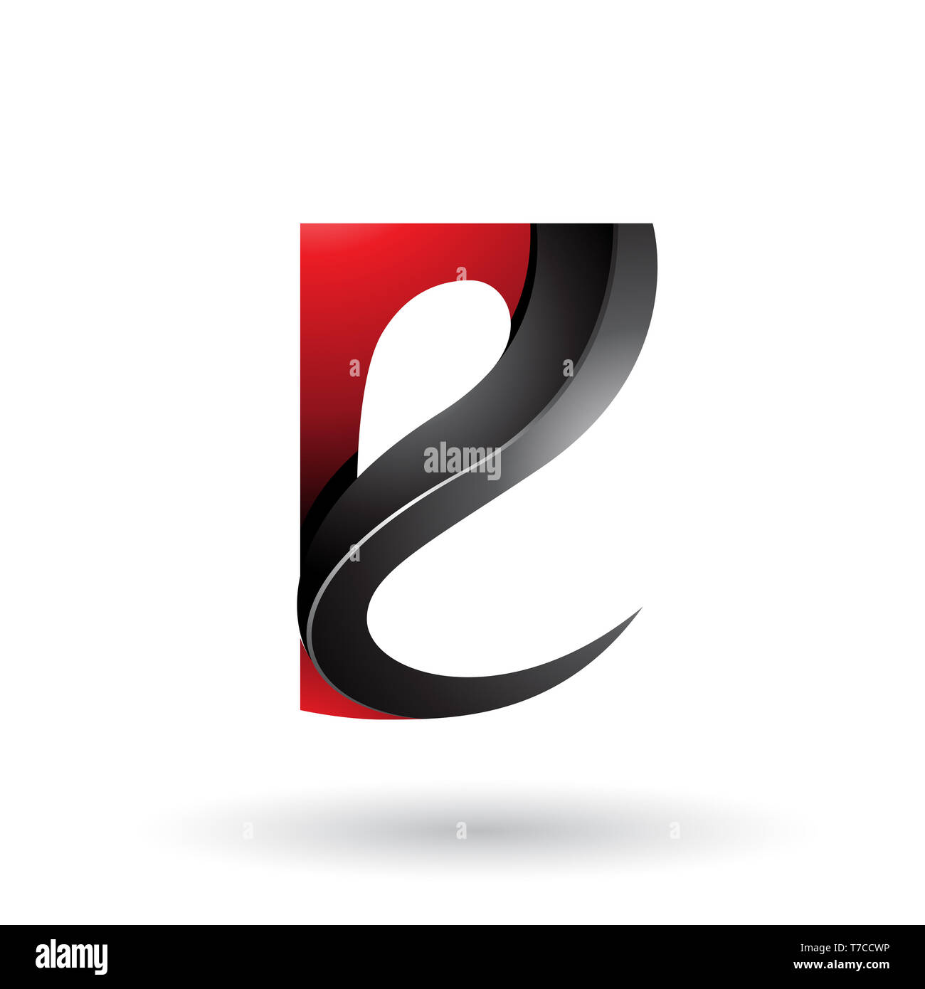 Vector Illustration of Red and Black Glossy Curvy Embossed Letter E ...
