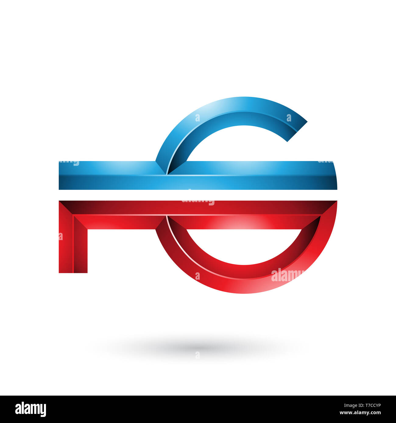 Vector Illustration of Red and Blue Abstract Key-like Symbol isolated ...