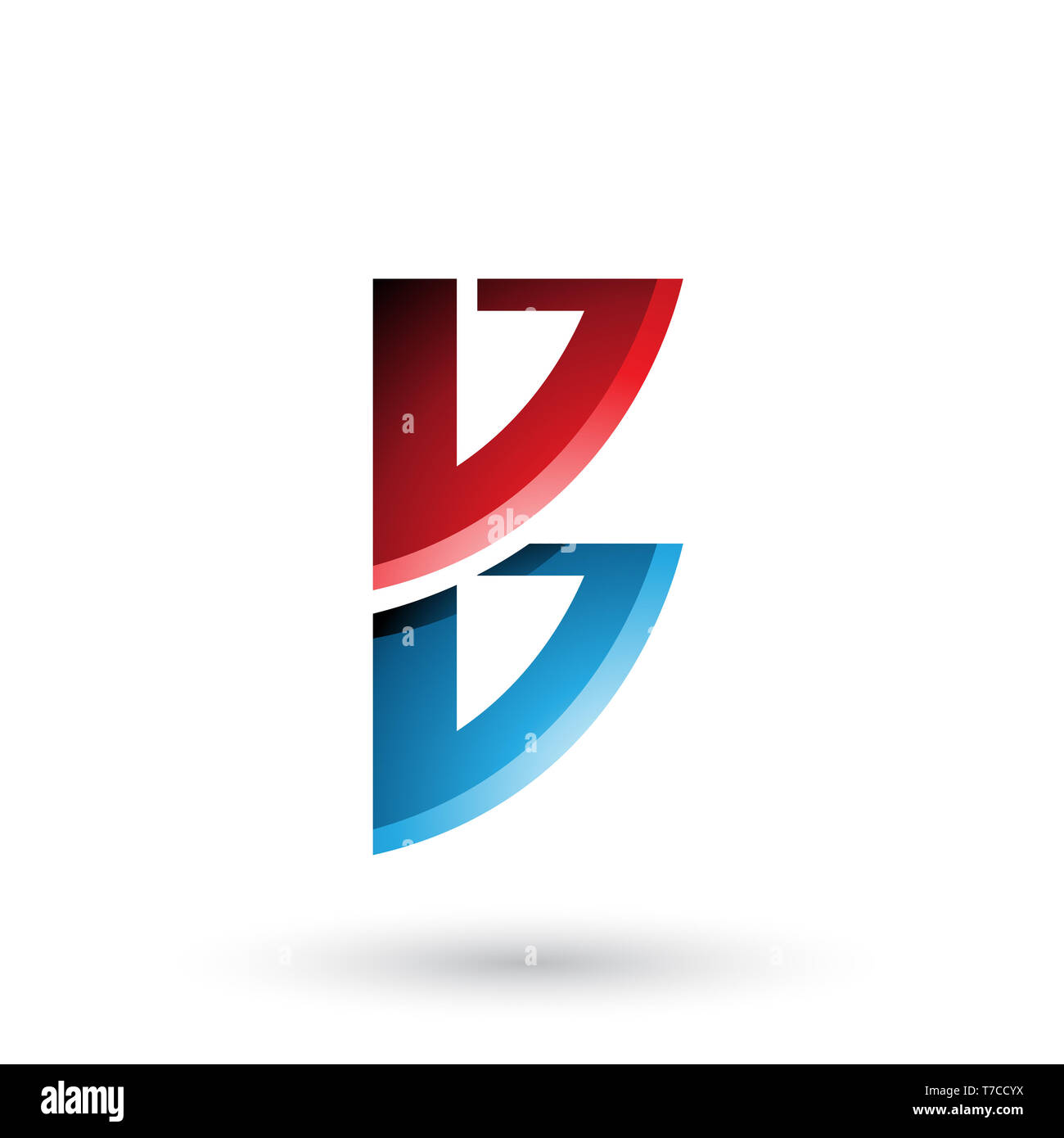 Vector Illustration of Red and Blue Bow Like Shape of Letter B isolated ...