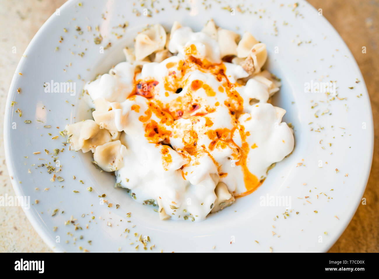 Traditional turkish manti yogurt sauce hi-res stock photography and ...