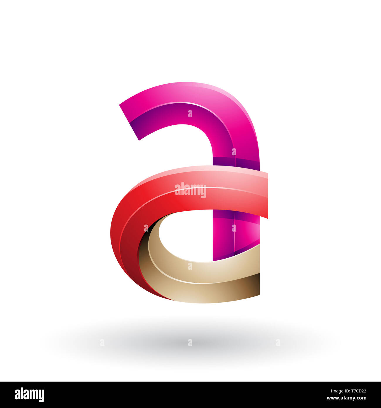 Vector Illustration of Magenta and Red 3d Bold Curvy Letter A isolated ...