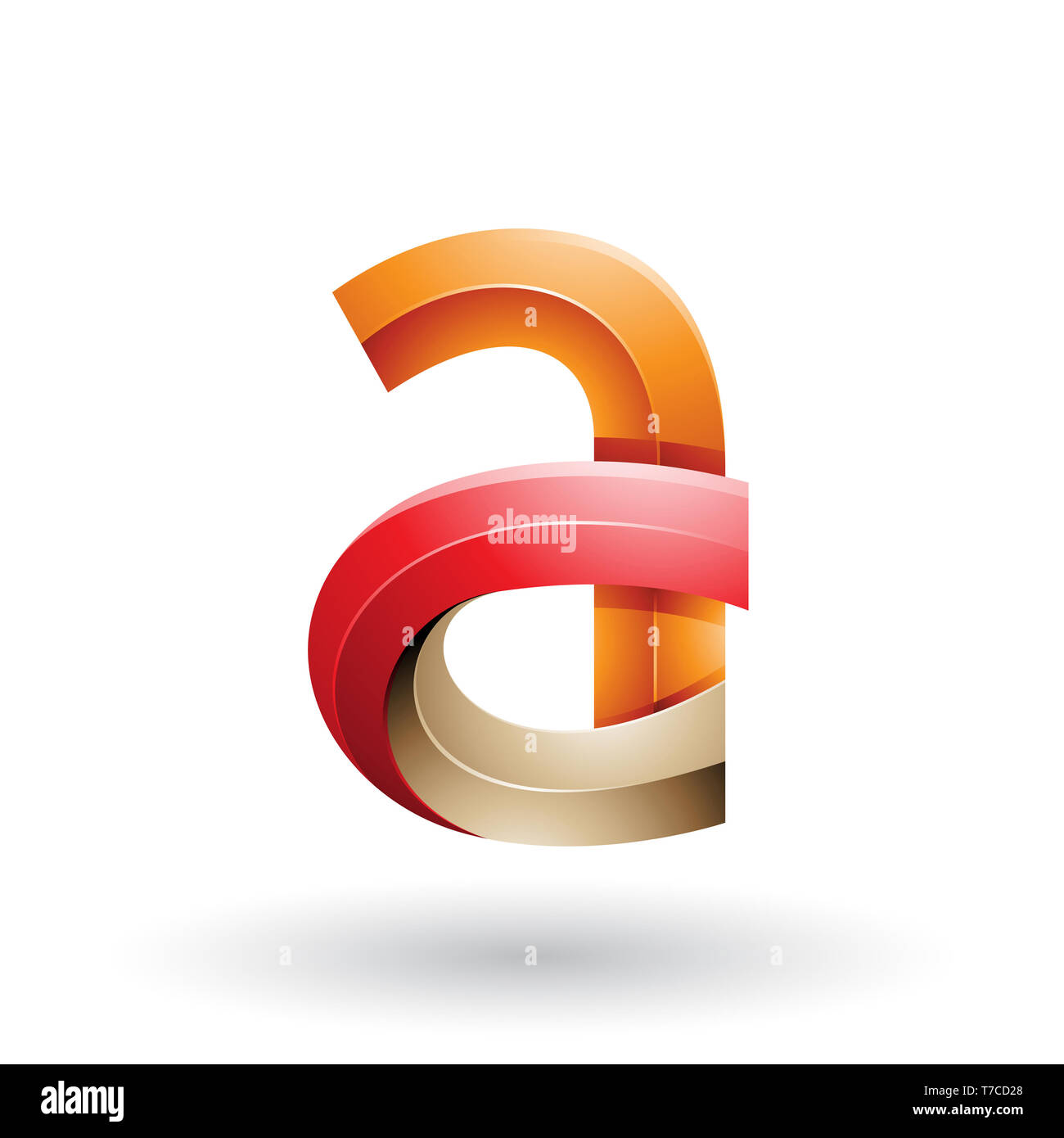 Vector Illustration of Orange and Red 3d Bold Curvy Letter A isolated ...