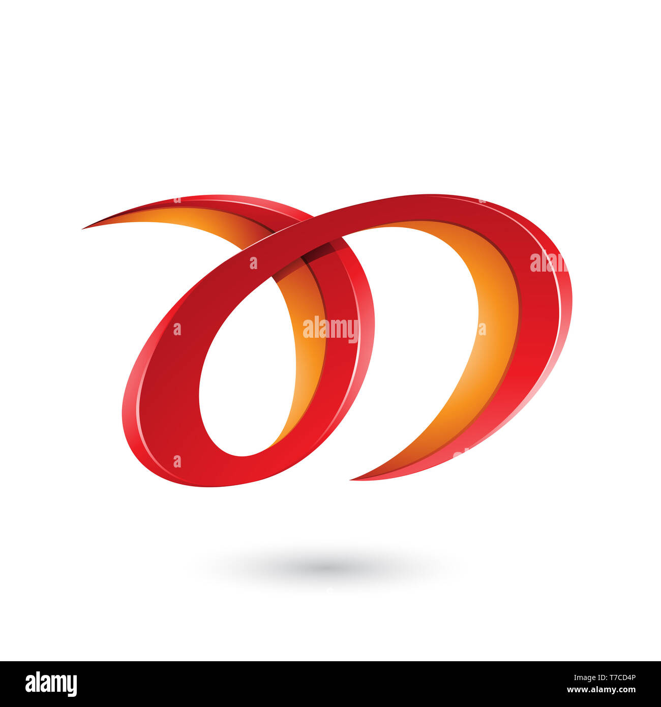 Vector Illustration of Red and Orange Curvy Letter A and D isolated on ...