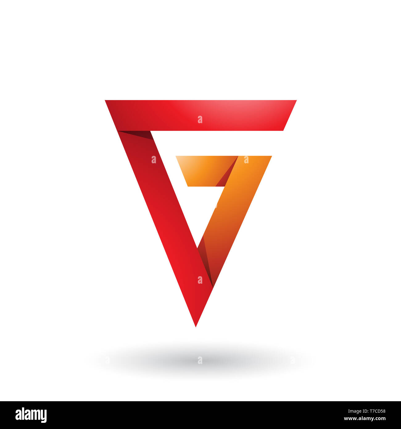 Vector Illustration of Red and Orange Folded Triangle Letter G isolated ...