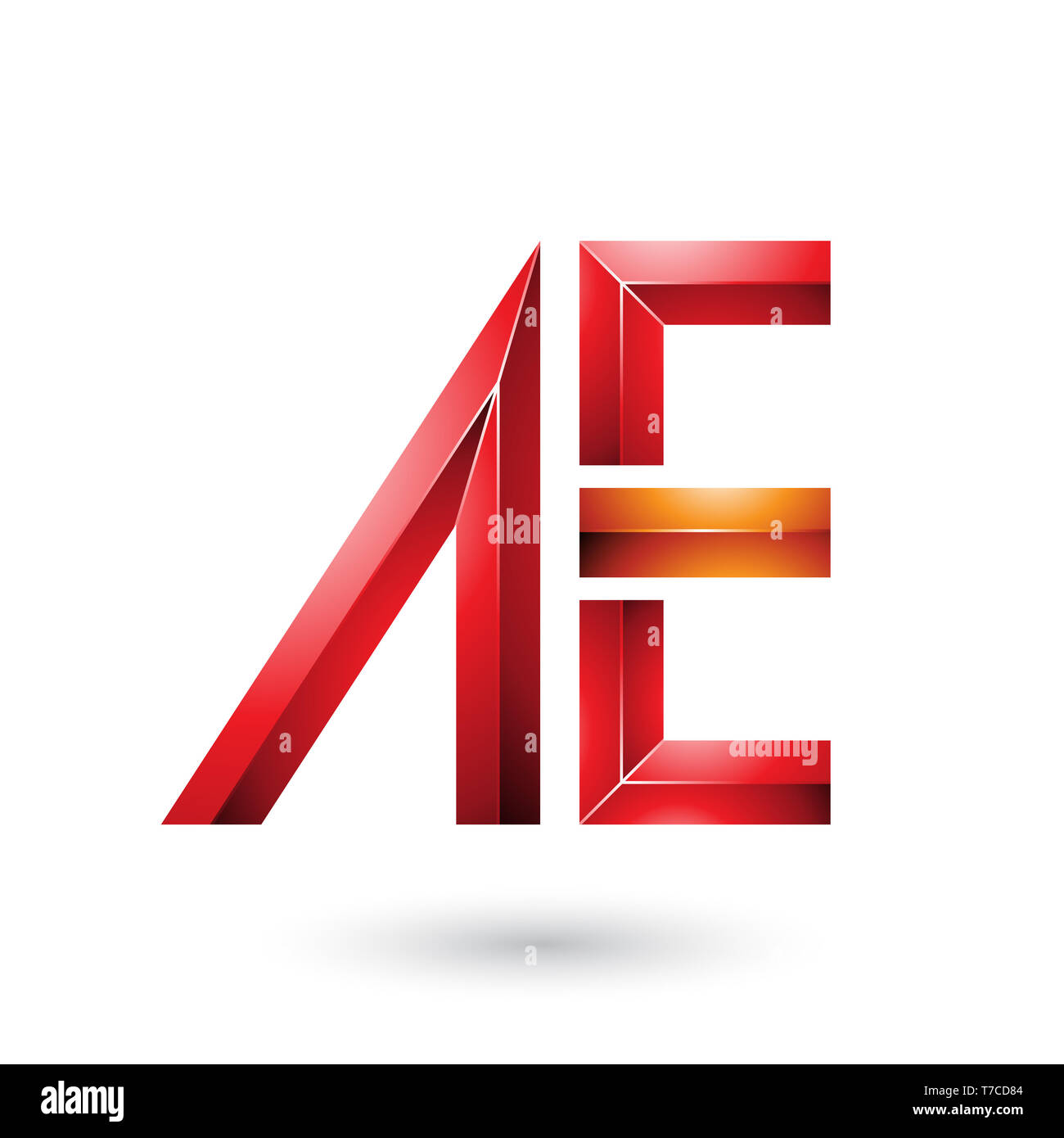 Vector Illustration of Red and Orange Glossy Dual Letters of A and E ...