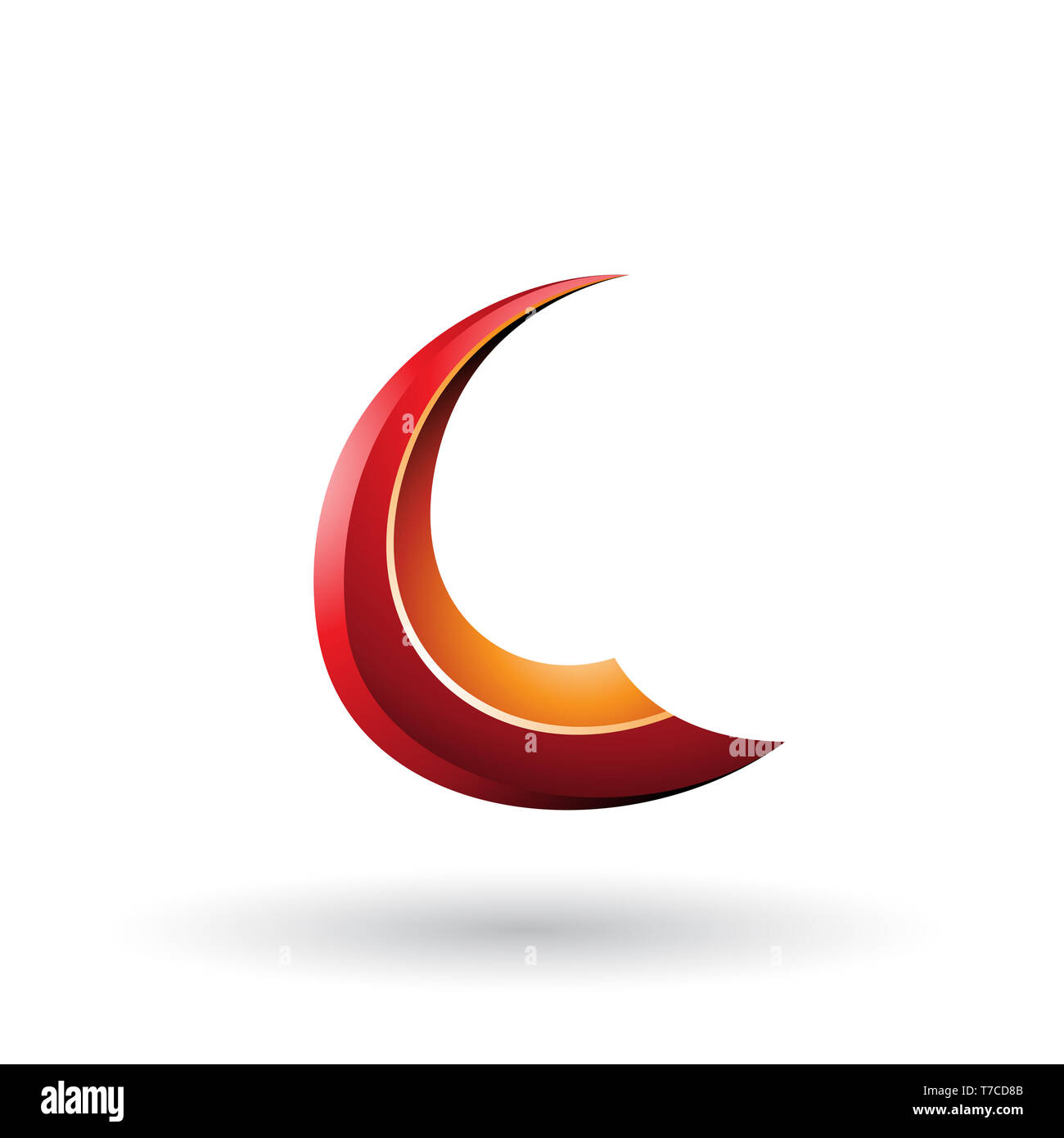 Vector Illustration of Red and Orange Glossy Flying Letter C isolated ...