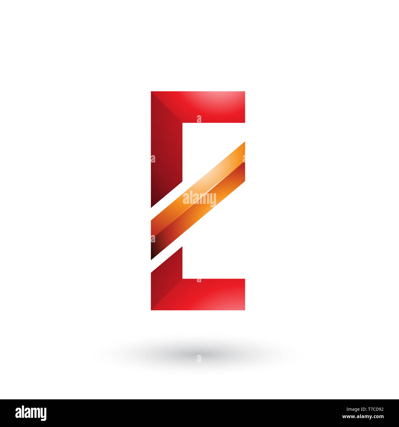 Vector Illustration of Red and Orange Letter E with a Diagonal Line ...