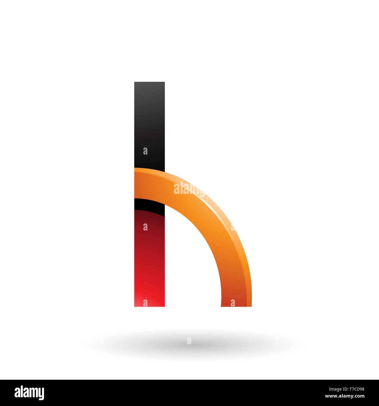 Vector Illustration of Red and Orange Letter H with a Glossy Bowed ...