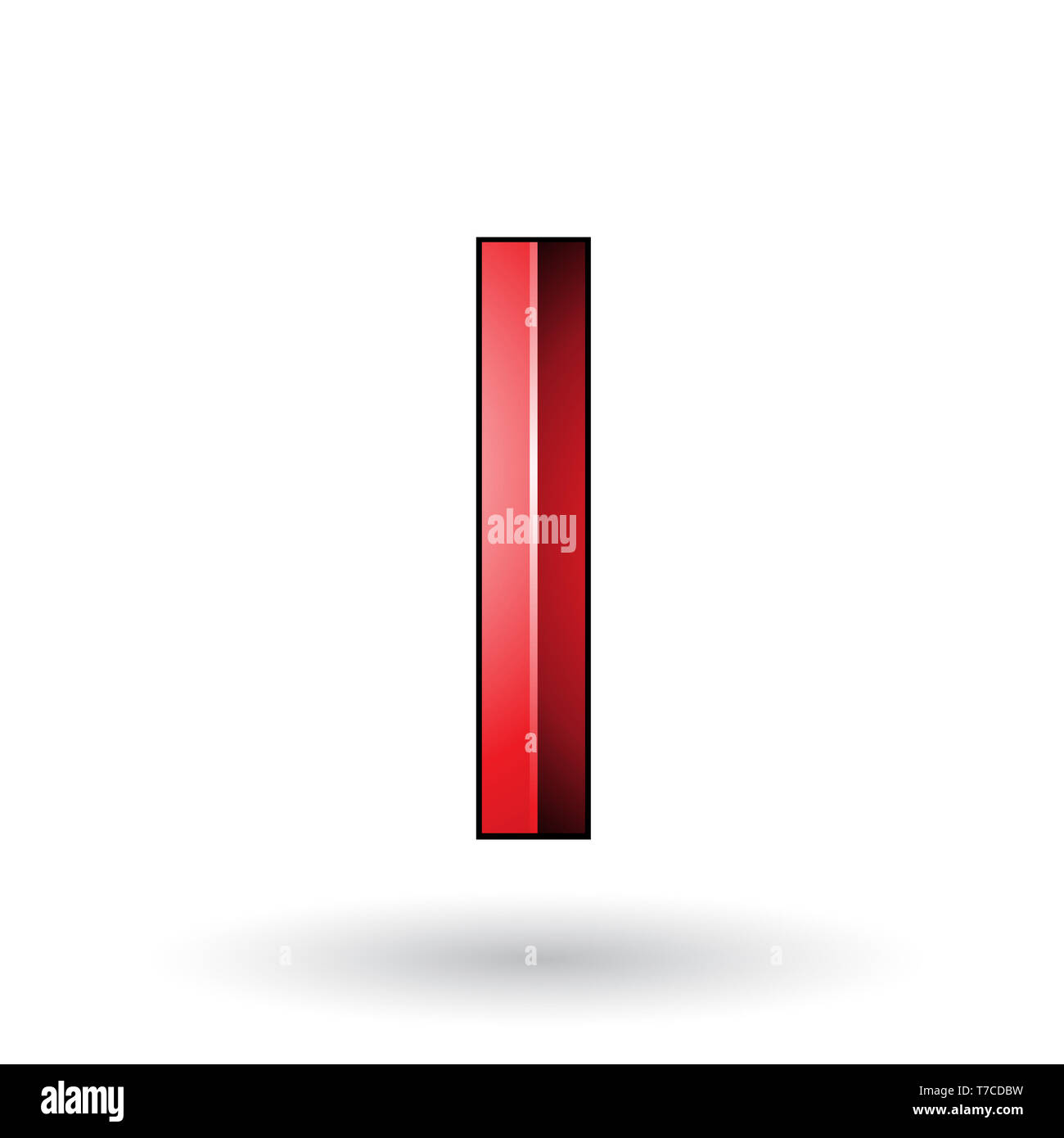 Vector Illustration of Red Glossy Embossed Letter I with a Dark Stroke ...