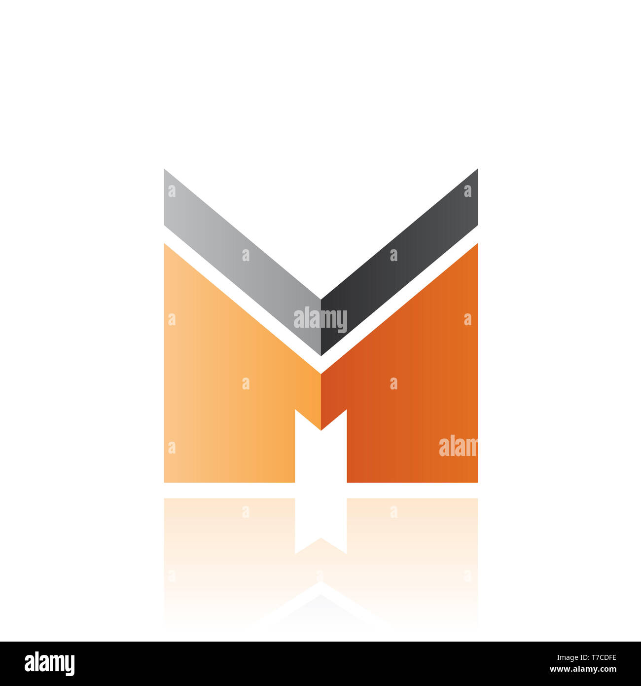 Vector Illustration of Black and Orange Letter M with a Thick Stripe ...