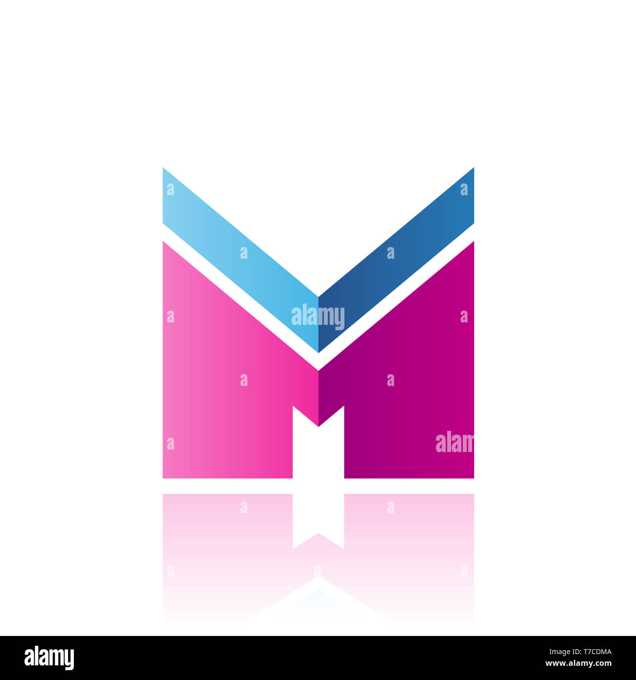 Vector Illustration of Blue and Magenta Letter M with a Thick Stripe ...