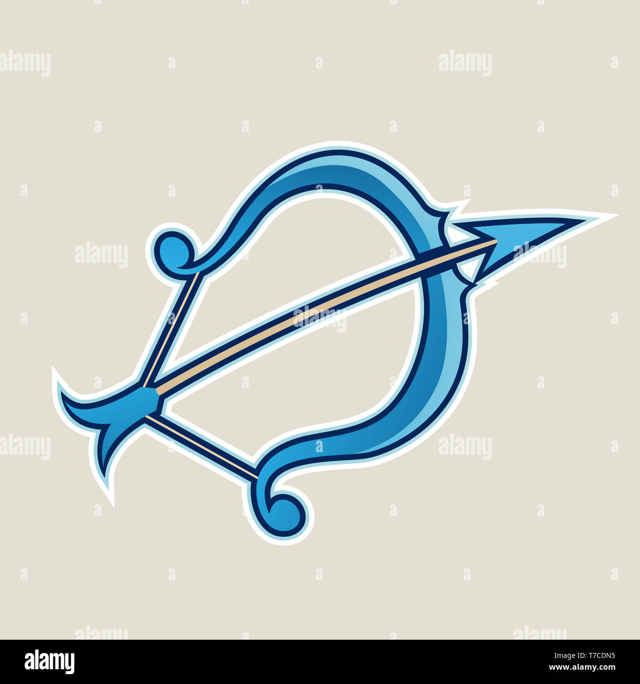 Vector Illustration of Blue Bow and Arrow Cartoon Icon isolated on a ...