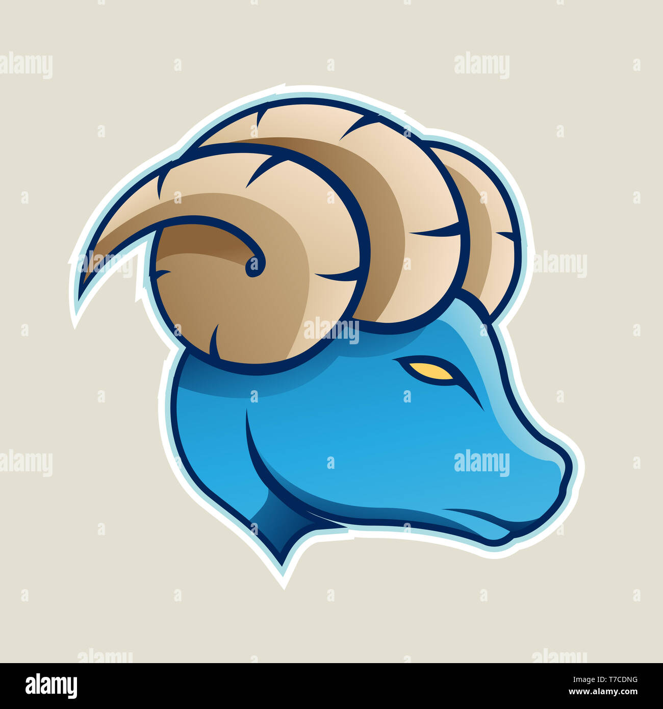 Vector Illustration of Blue Aries or Ram Cartoon Icon Side View ...