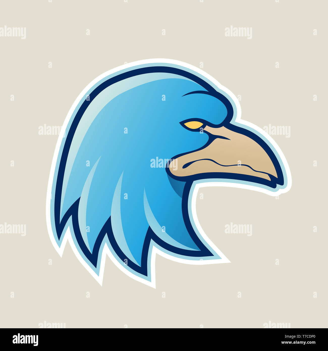 Vector Illustration of Blue Eagle Head Cartoon Icon isolated on a White ...