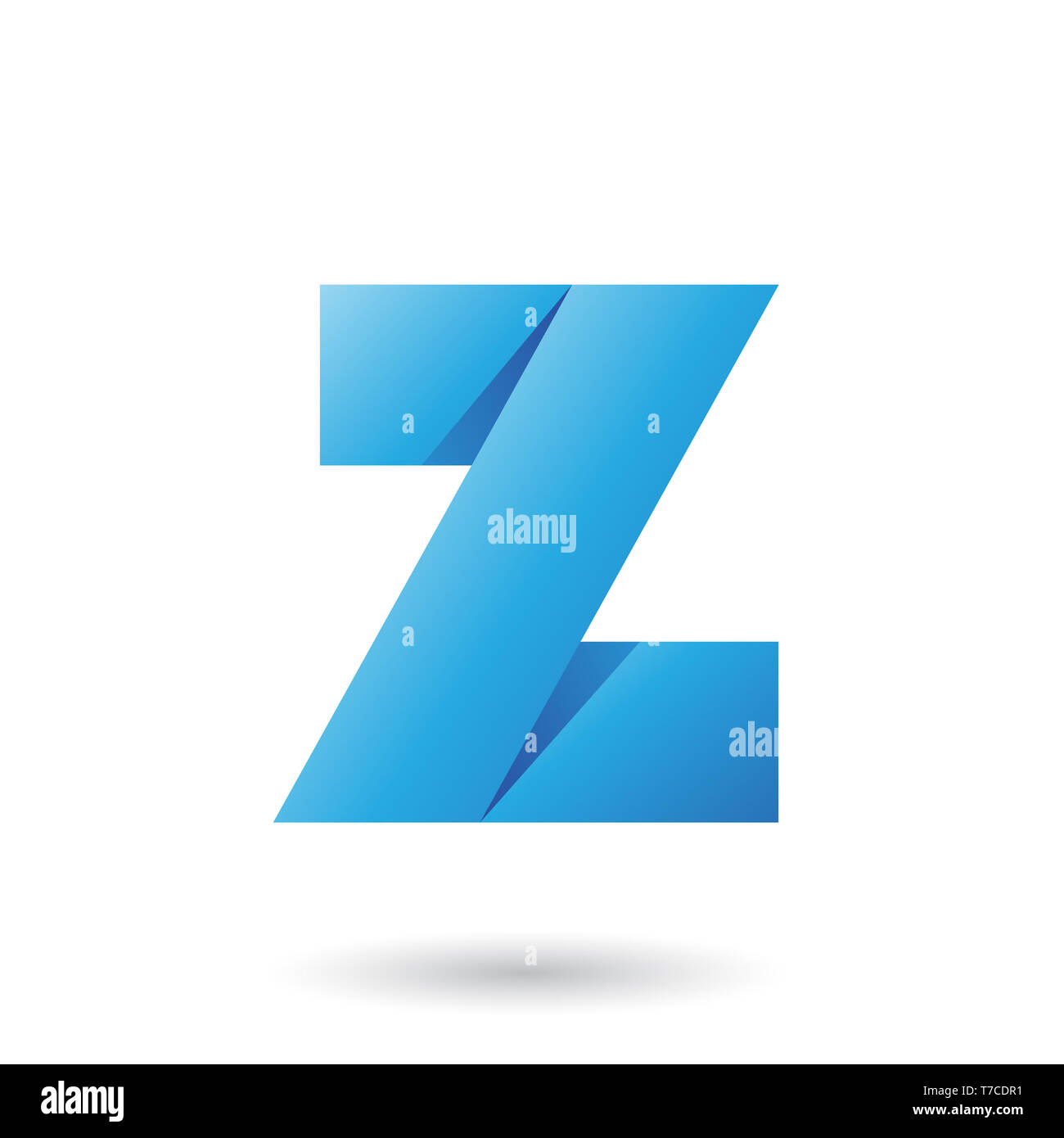 Vector Illustration of Blue Folded Paper Letter Z isolated on a White ...