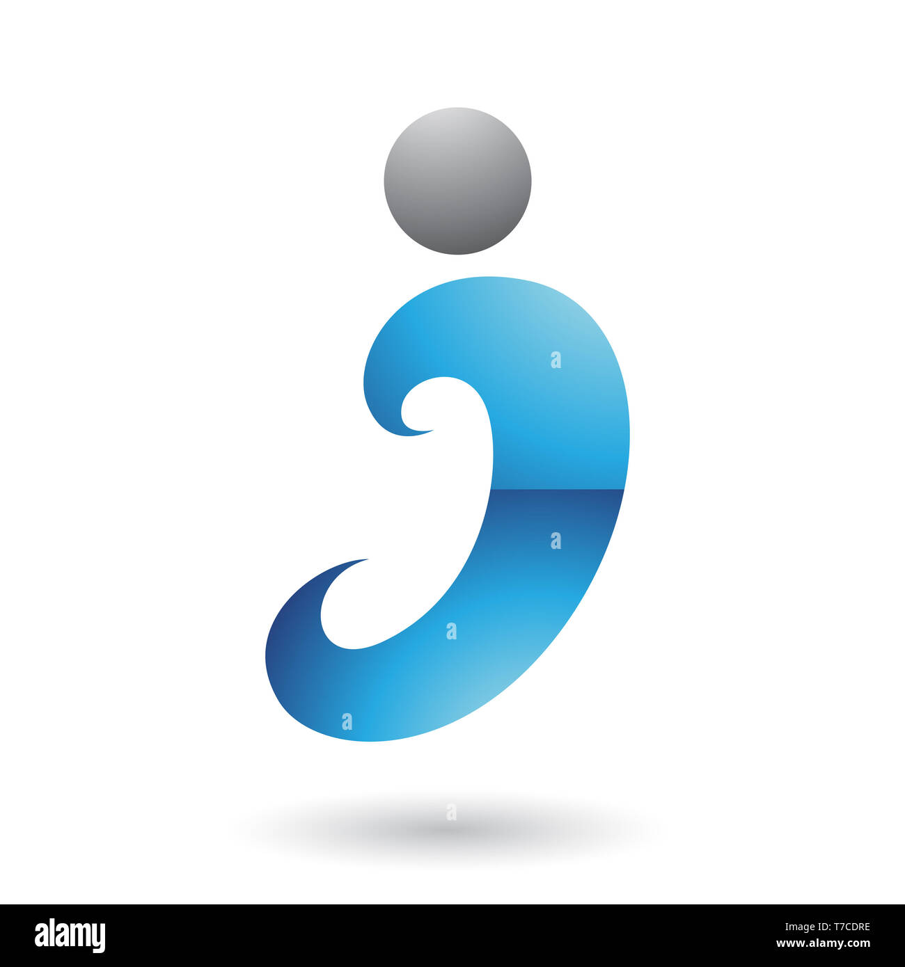 Vector Illustration of Blue Glossy Curvy Fun Letter I isolated on a ...