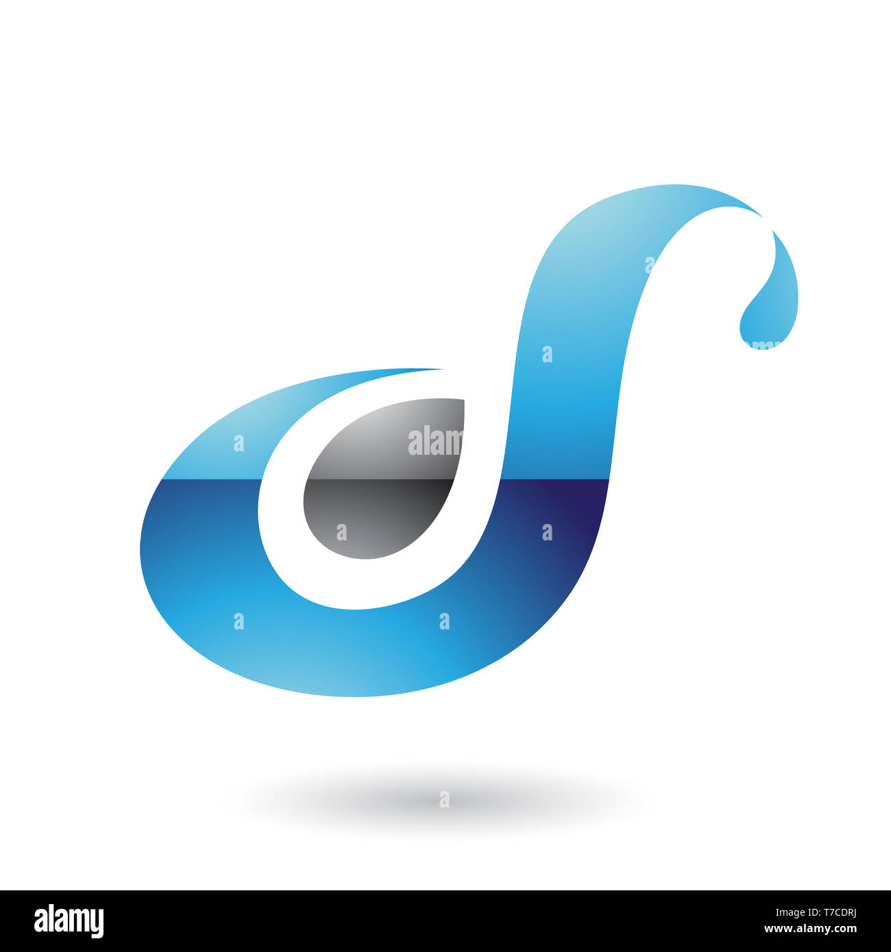 Vector Illustration of Blue Glossy Curvy Fun Letter D or S isolated on ...