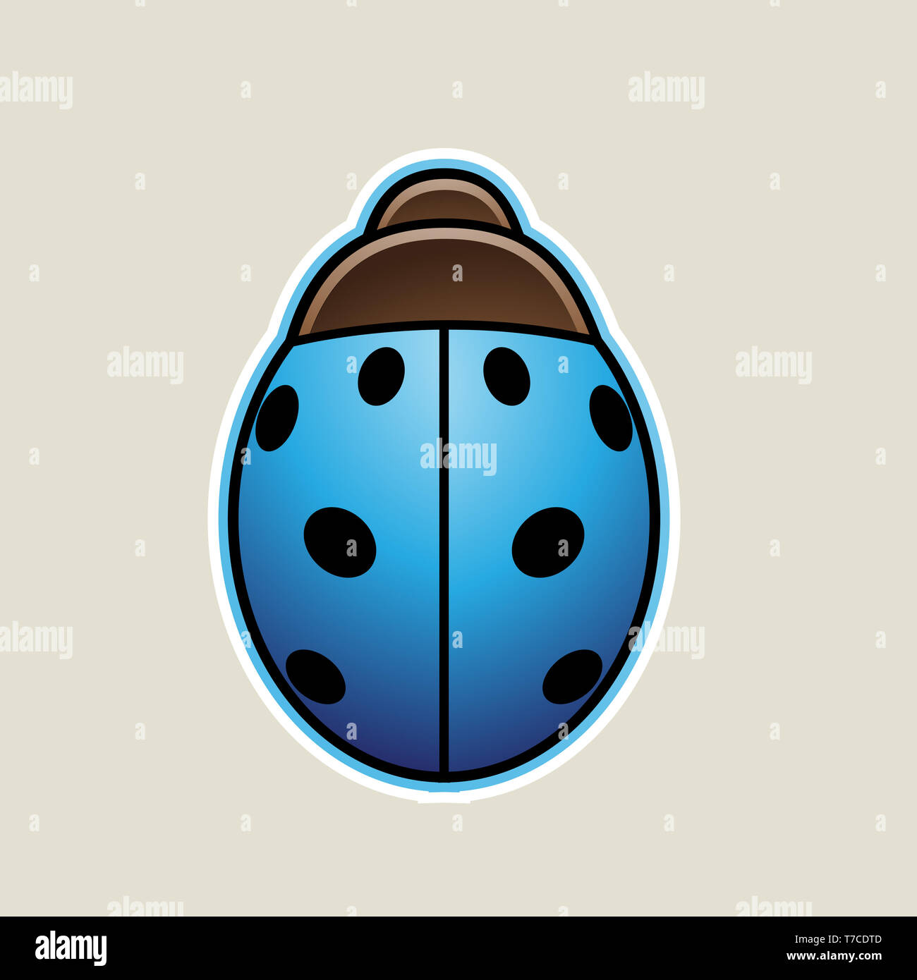 Vector Illustration of Blue Cartoon Ladybug Icon isolated on a White ...