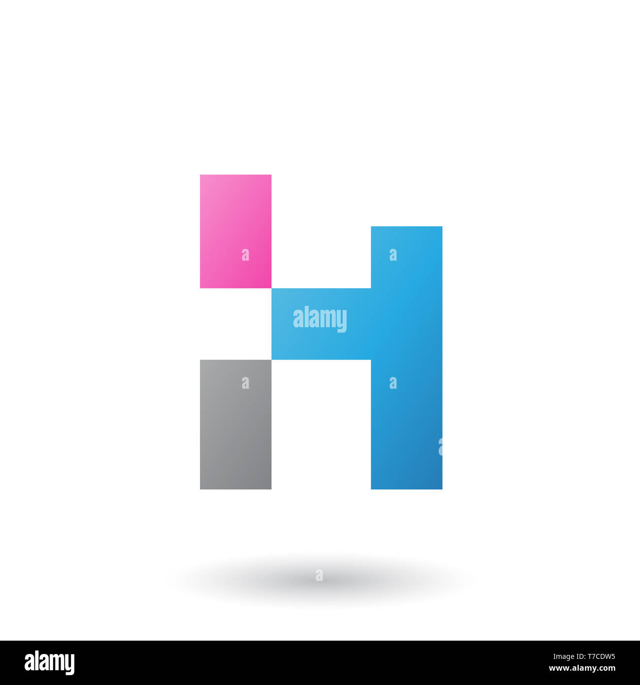 Vector Illustration of Blue Letter H with Rectangular Shapes isolated ...