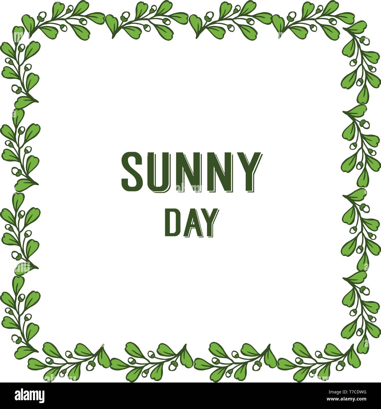 Vector illustration leaf flower frame with greeting card sunny day hand ...