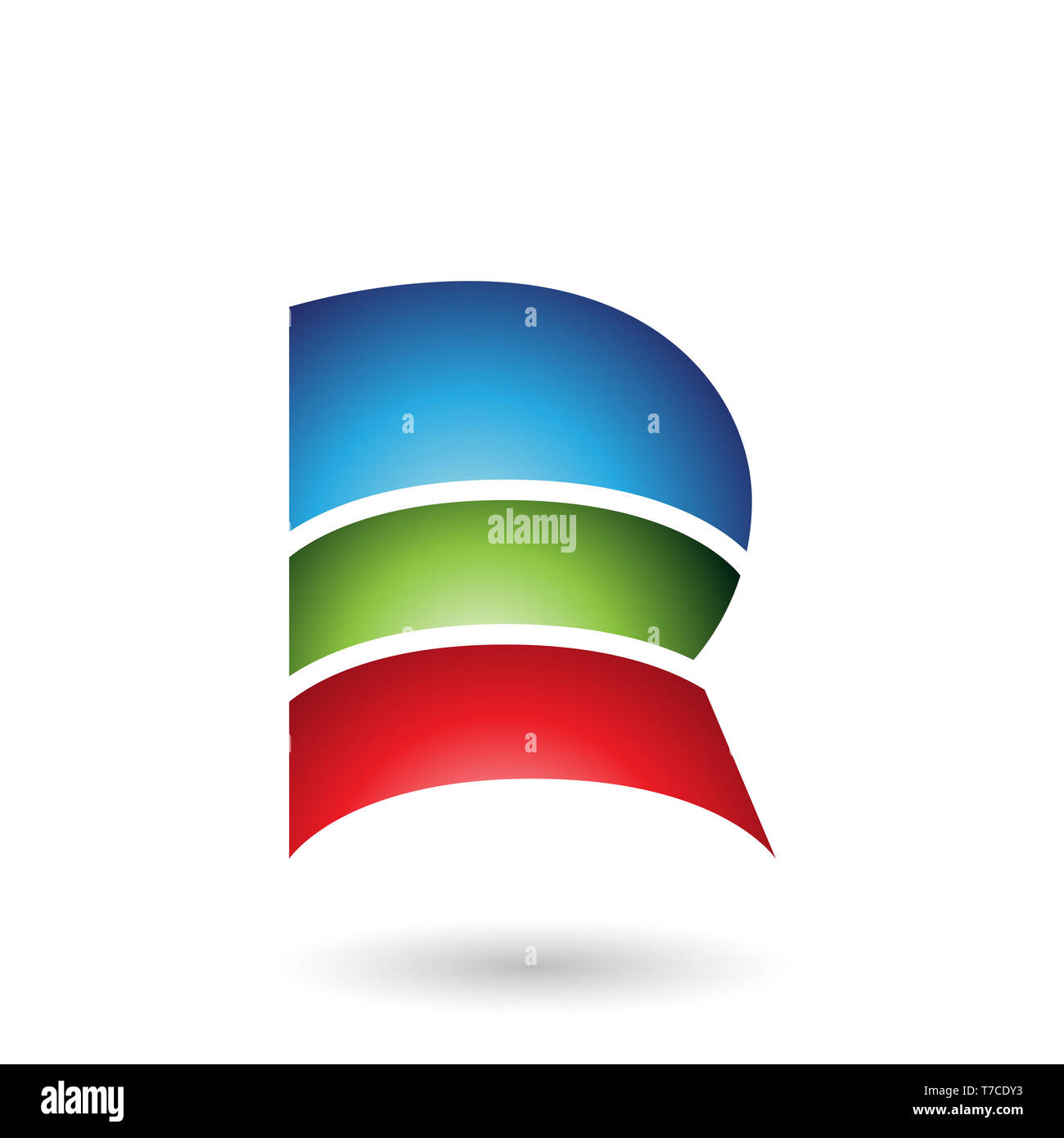 Vector Illustration of Blue Letter R with Three Layers isolated on a ...