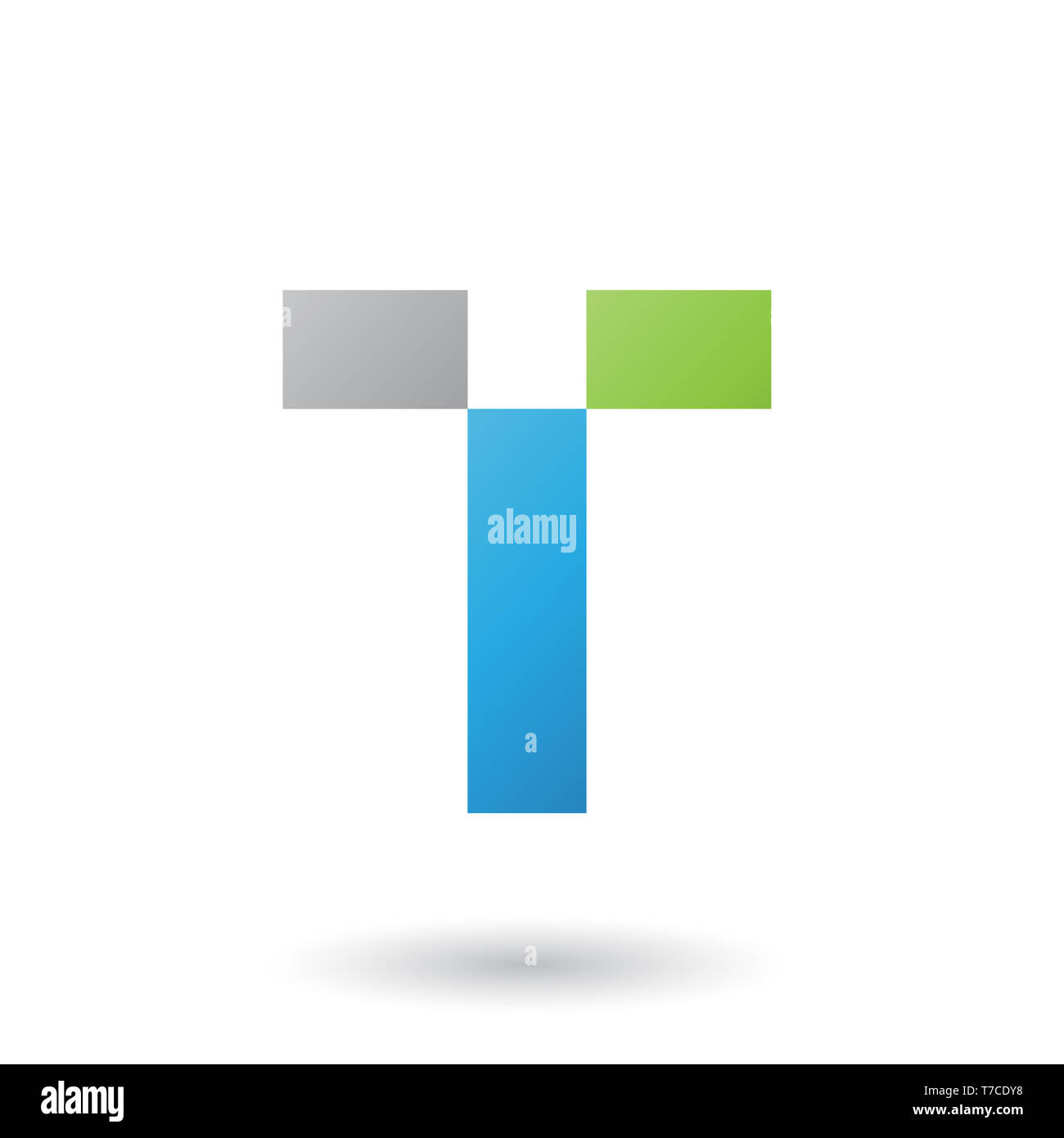 Vector Illustration of Blue Letter T with Rectangular Shapes isolated ...