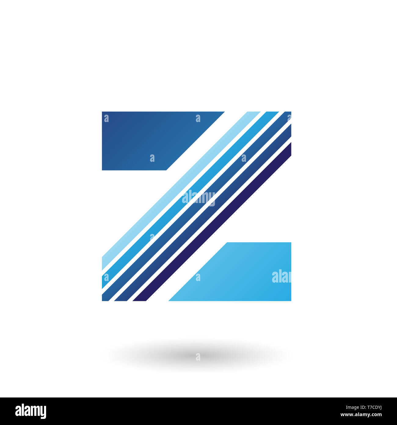 Vector Illustration of Blue Letter Z with Thick Diagonal Stripes ...