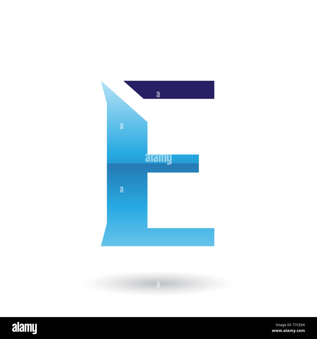 Vector Illustration of Blue Sliced Letter E isolated on a White ...