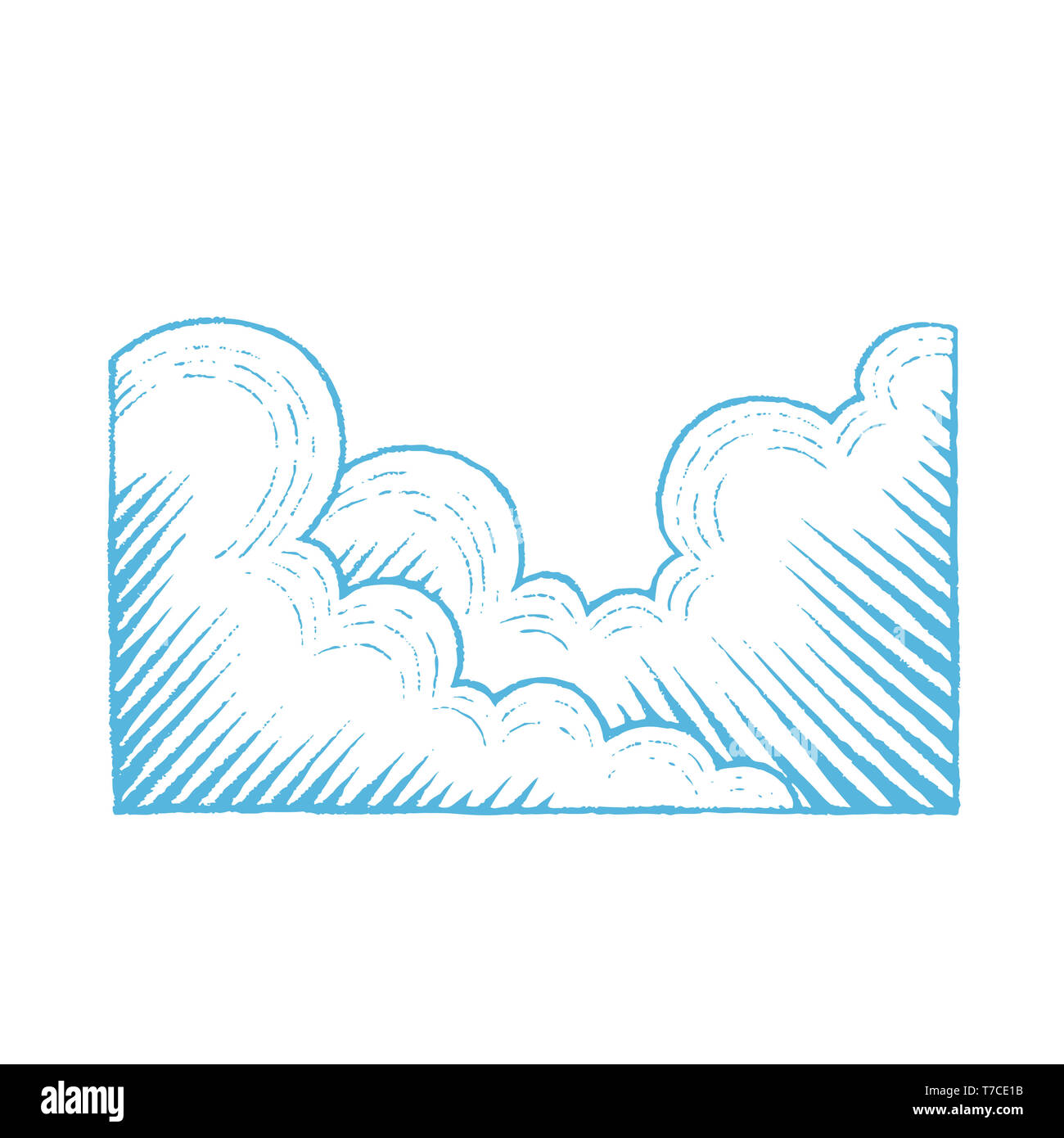 Illustration of Blue Vectorized Ink Sketch of Clouds isolated on a ...