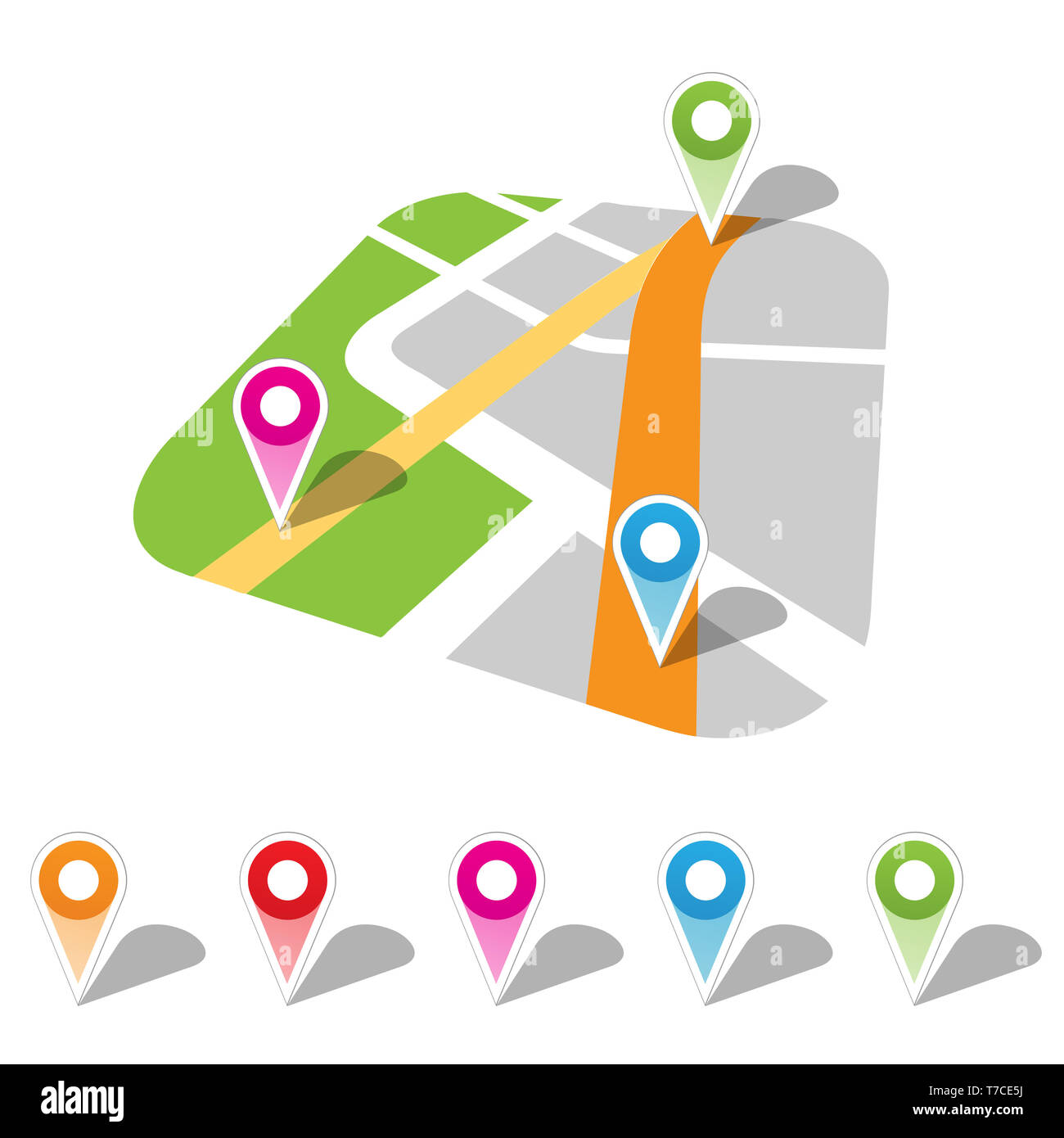 Vector Illustration of Colorful Map Markers isolated on a White ...
