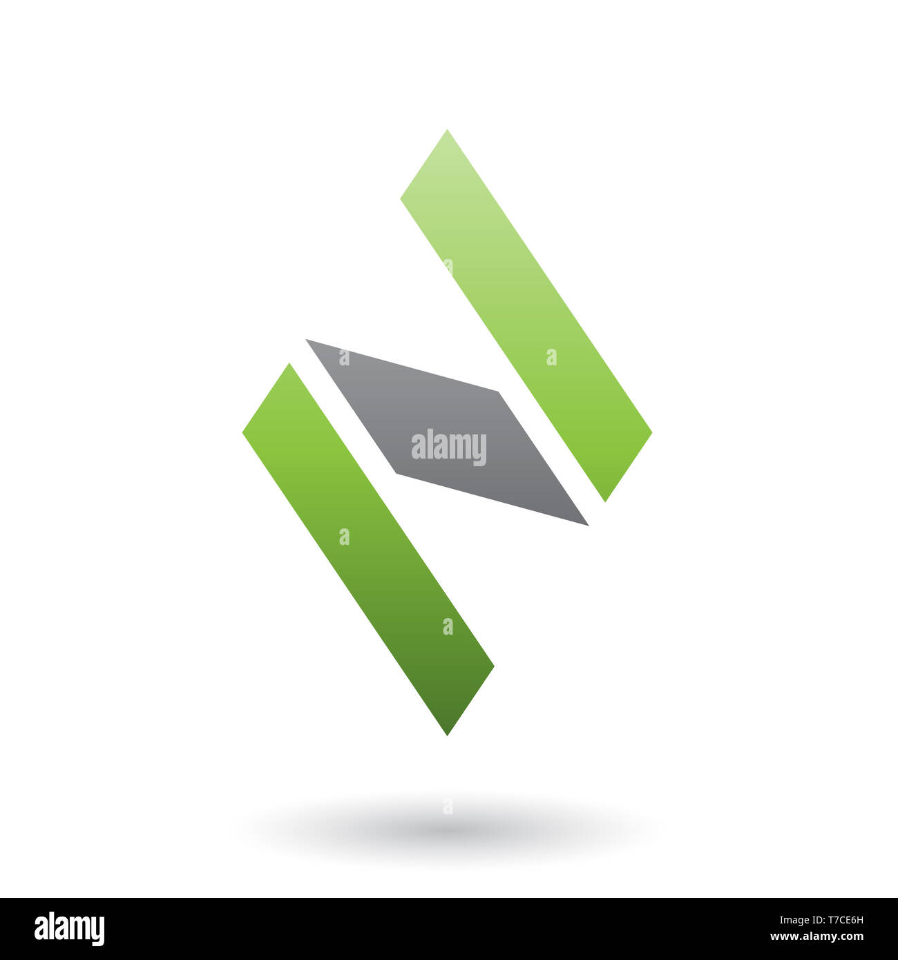 Vector Illustration of Green and Black Diamond Shaped Letter N isolated ...