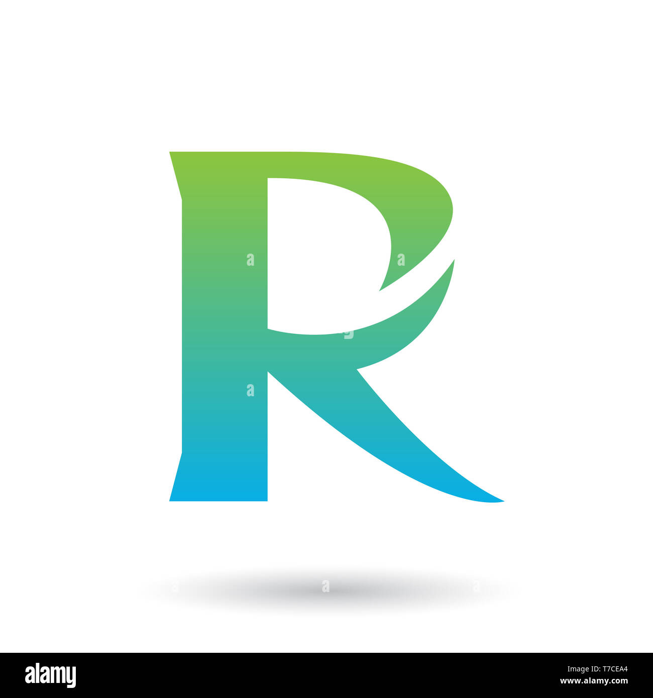 Vector Illustration of Green and Blue Gradient R with a Spiky Tail ...