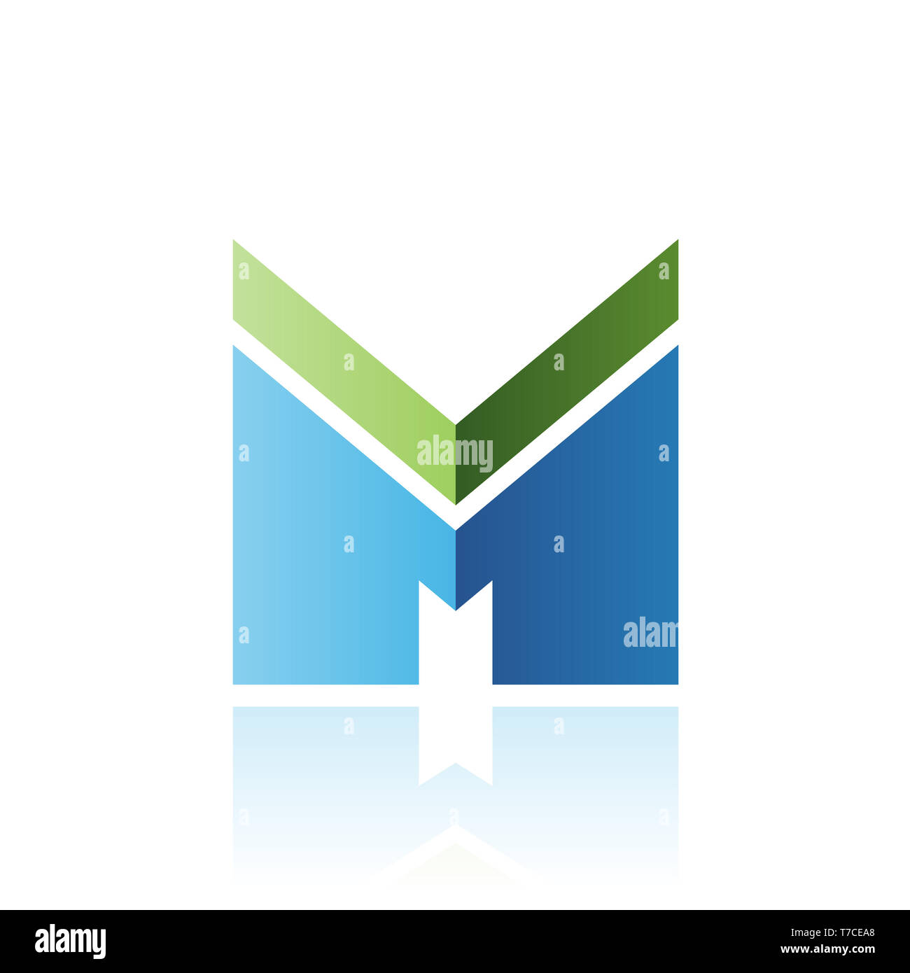 Vector Illustration of Green and Blue Letter M with a Thick Stripe and ...