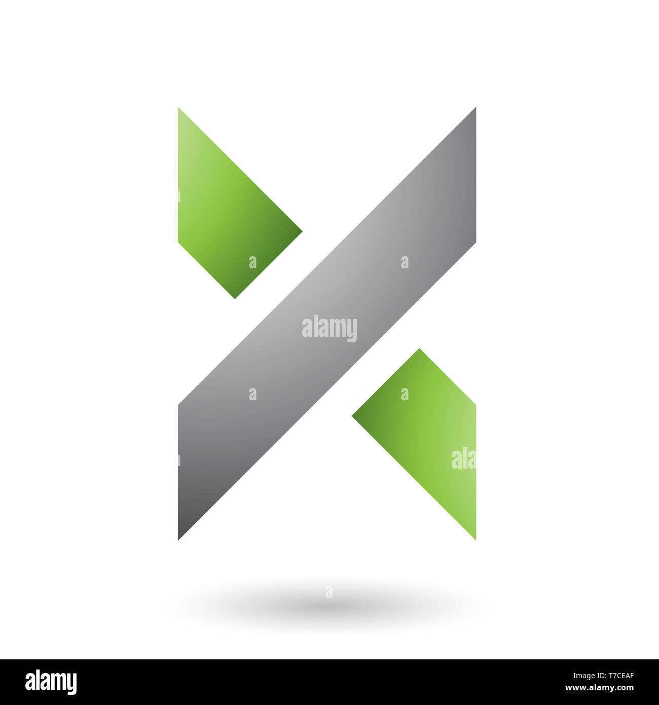 Vector Illustration of Green and Grey Thick Shaded Letter X isolated on ...