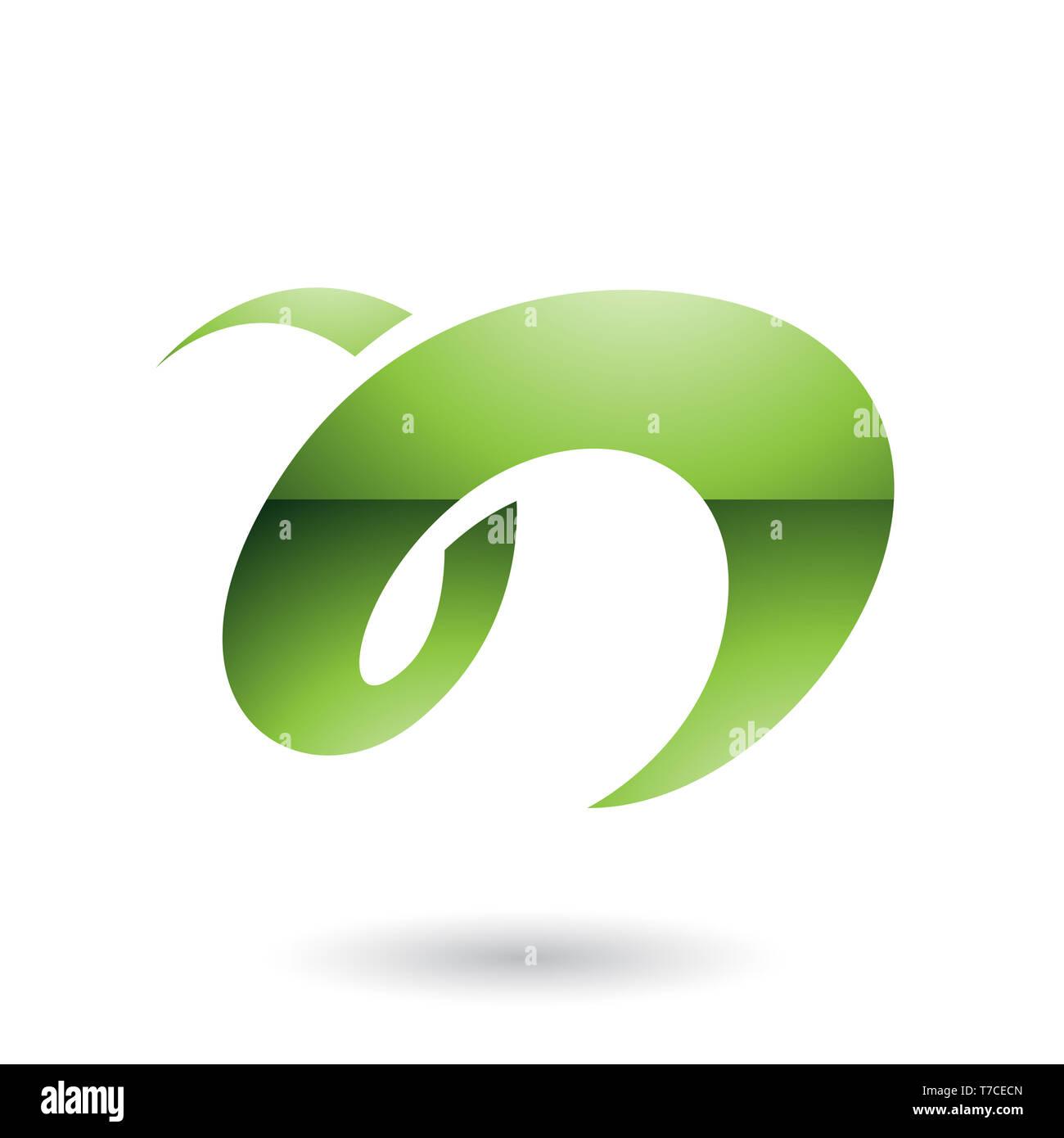 Vector Illustration of Green Glossy Curvy Fun Letter N isolated on a ...