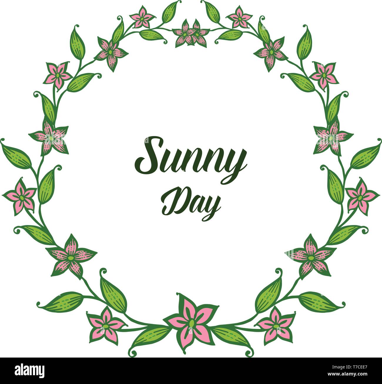 Vector illustration writing sunny day for various flower frame hand ...