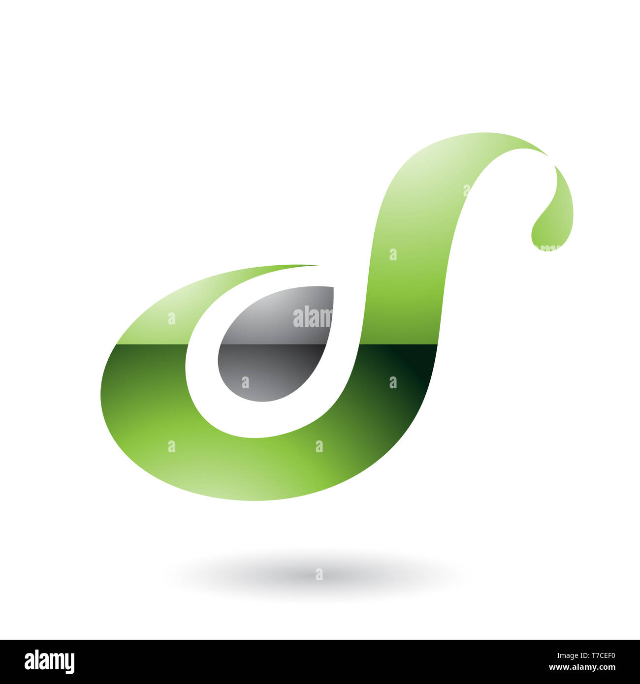 Vector Illustration of Green Glossy Curvy Fun Letter D or S isolated on ...